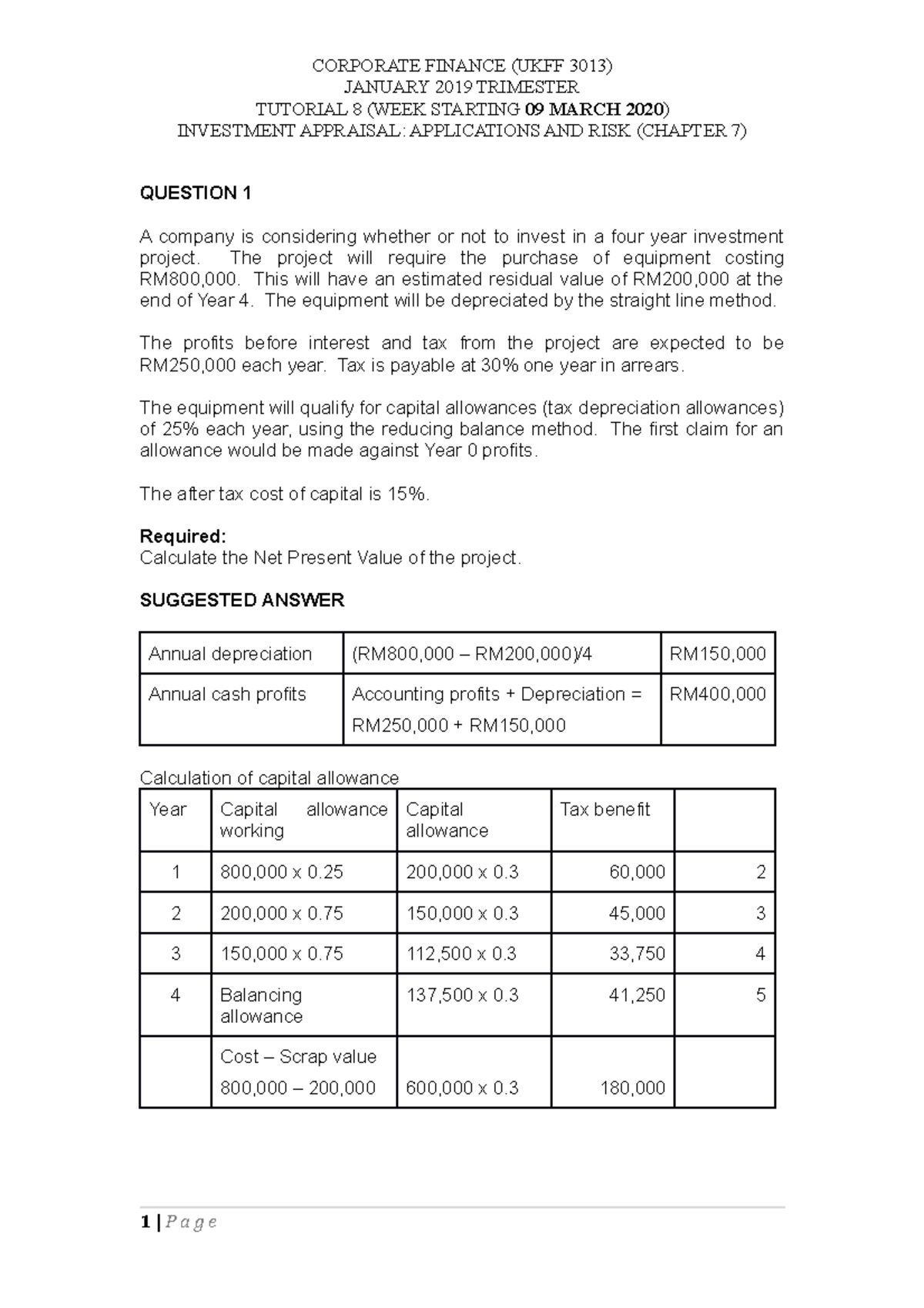 Tutorial 8 (JAN 2019 ) Answers - JANUARY 2019 TRIMESTER TUTORIAL 8 ...