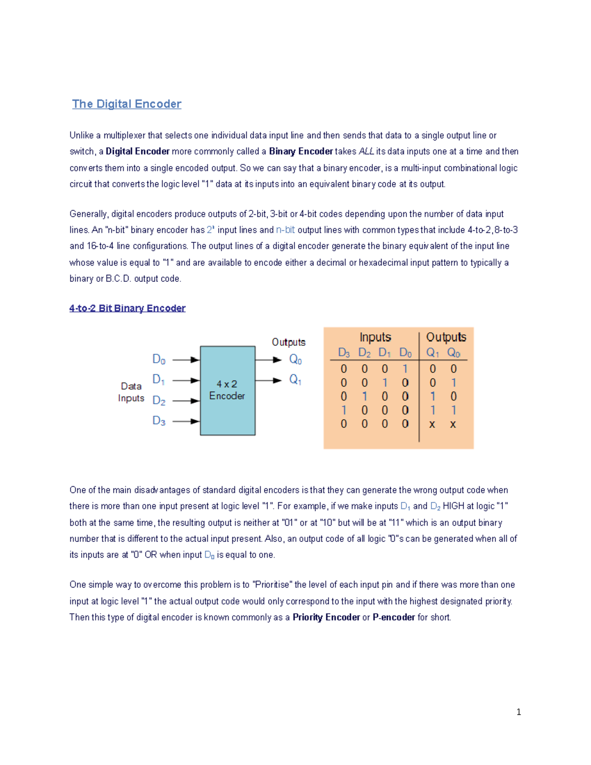 5-Digital Circuits - The Digital Encoder Unlike a multiplexer that ...