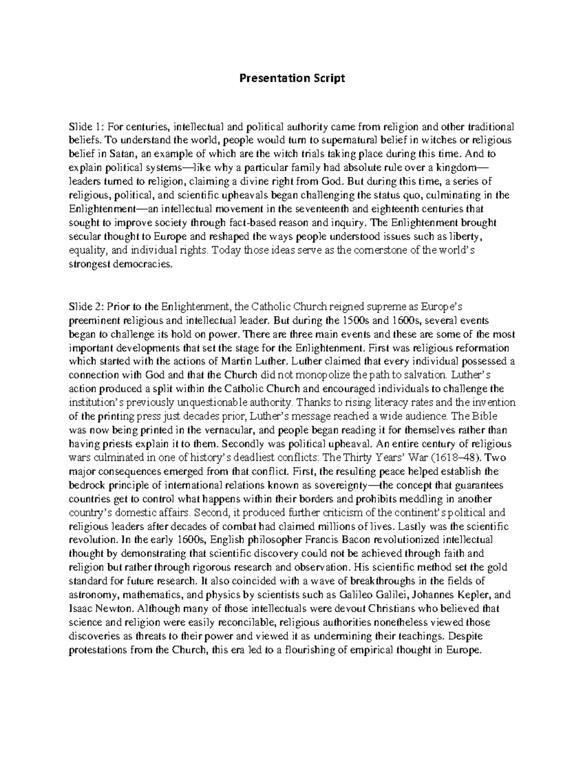 HIS2057 - Presentation written portion - Presentation Script Slide 1 ...