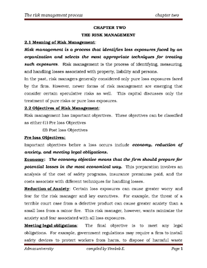 Risk Management & Insurance Module - UNIT 1: CONCEPTS IN RISK AND ...