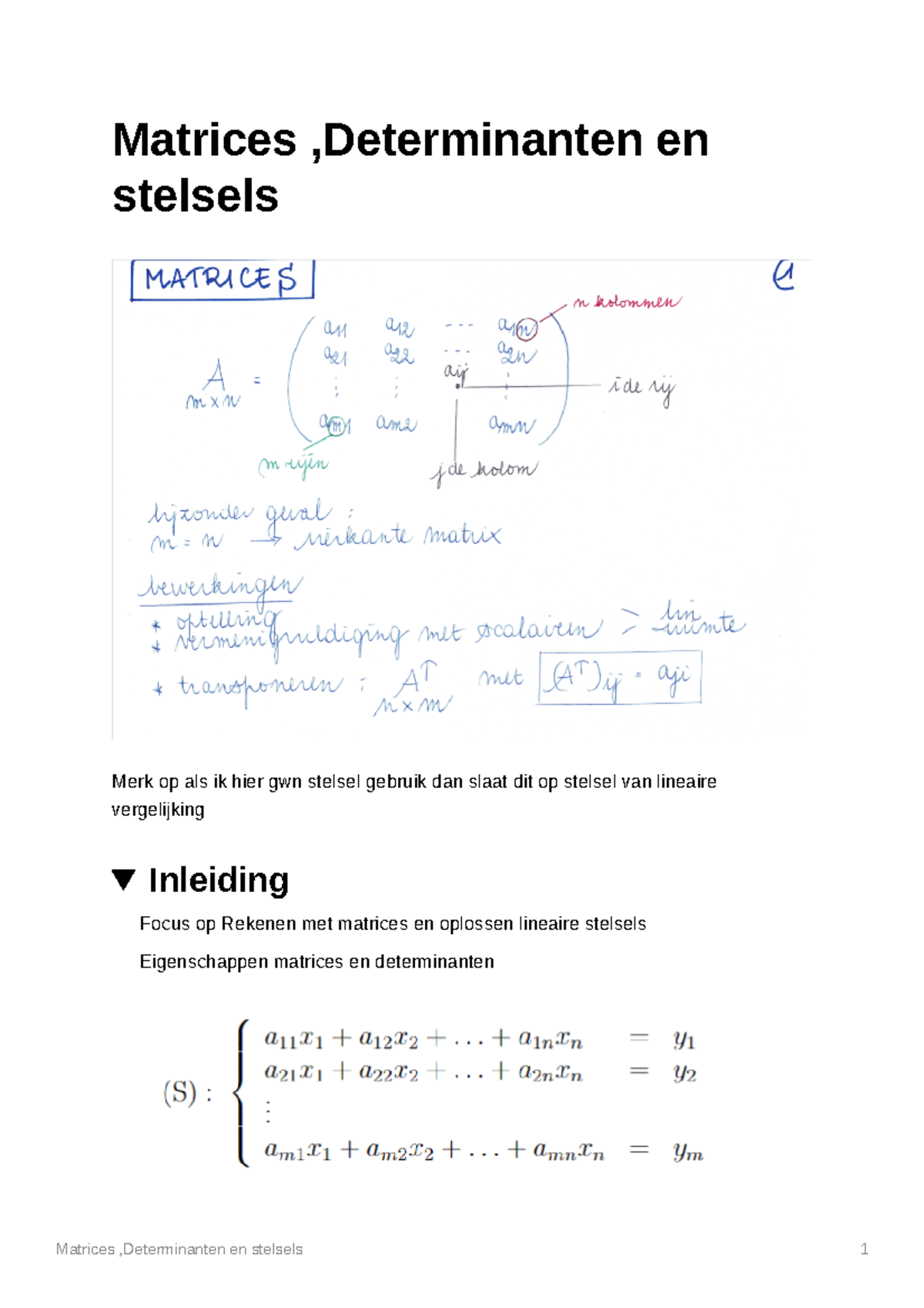 Matrices Determinanten en stelsels - Matrices ,Determinanten en ...