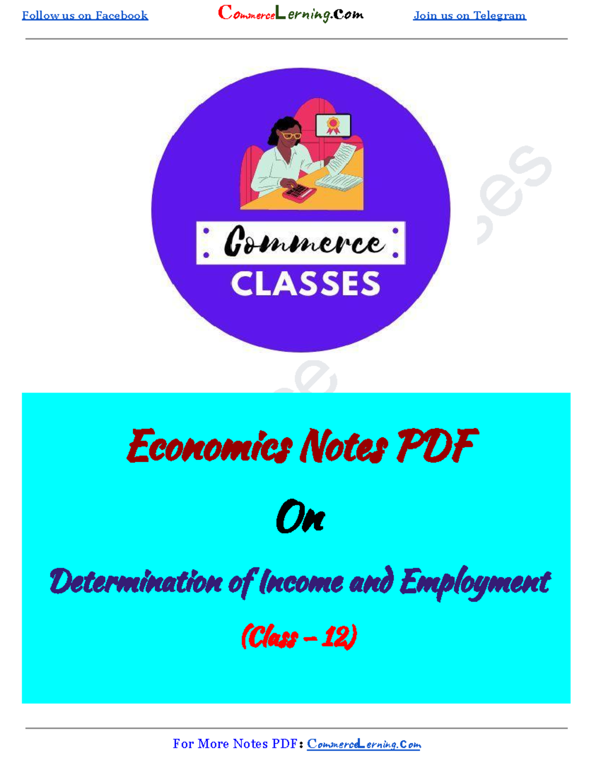 Economics Notes PDF Class 12 Determination of Income and Employment ...