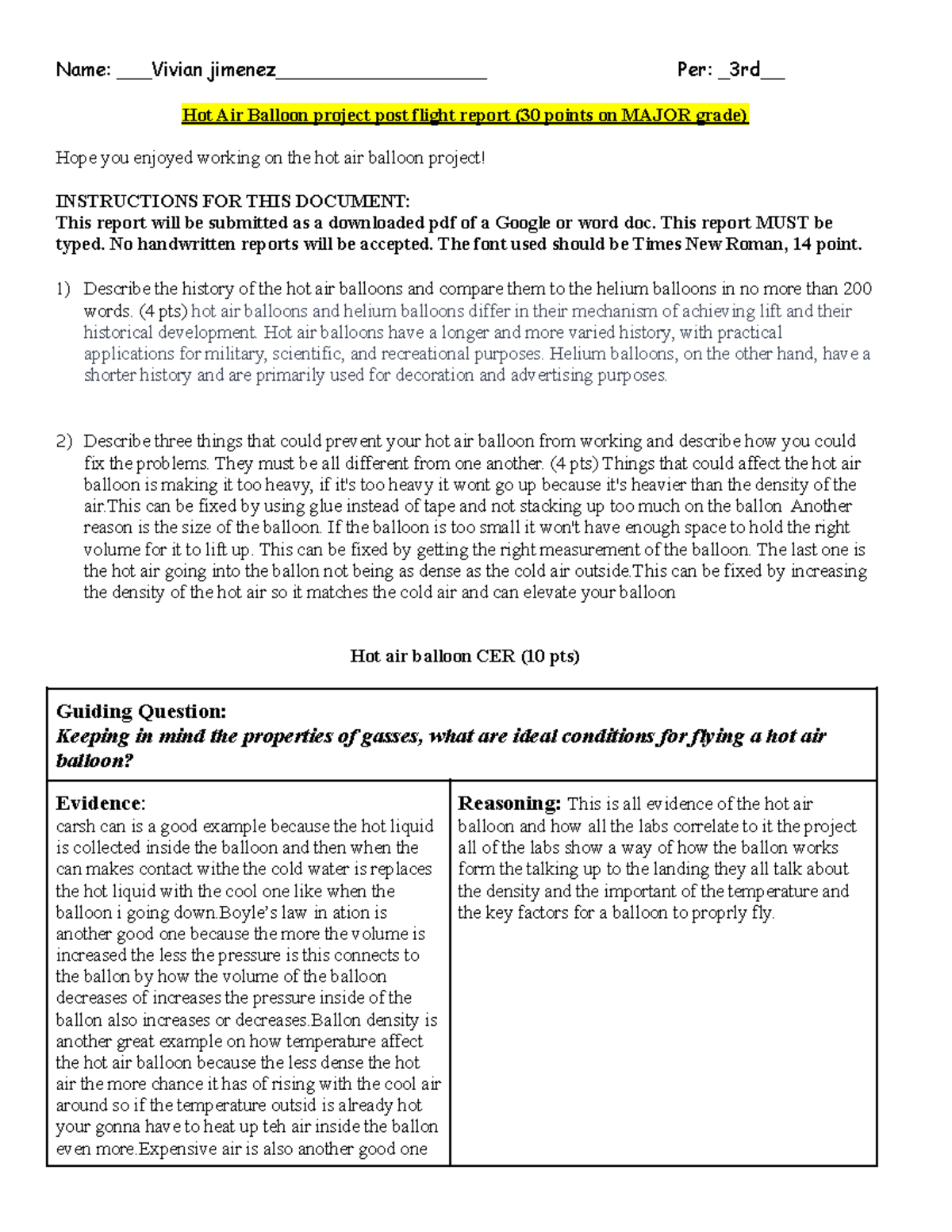 Copy of Balloon project post flight report MAKE COPY - Name: Vivian ...