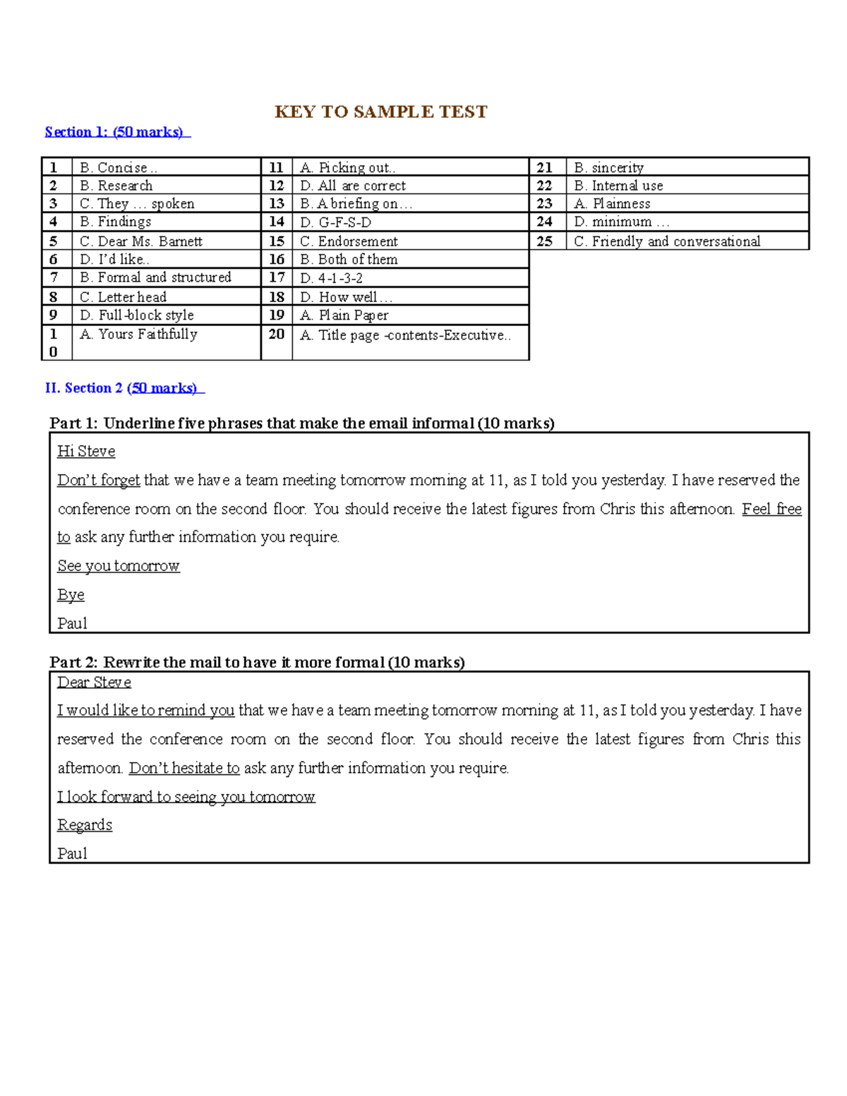 Key-sample-test - a key of final sample test - KEY TO SAMPLE TEST ...