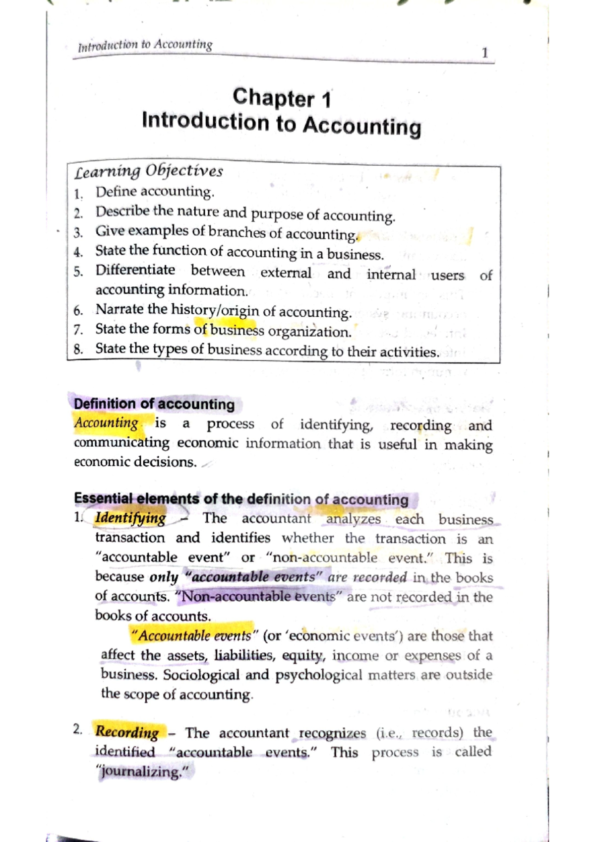 FAR - Chapter 1 - To learn the basics of accounting. - Introduction to ...