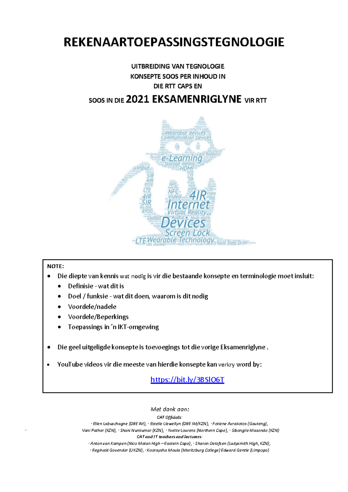 RTT-tegniese terme per 2021 Eksamenriglyne - NOTE: Die diepte van ...