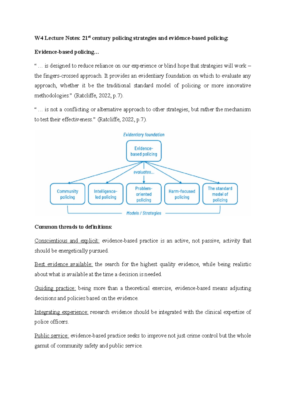 W4 Workshop Notes - W4 Lecture Notes: 21st century policing strategies ...