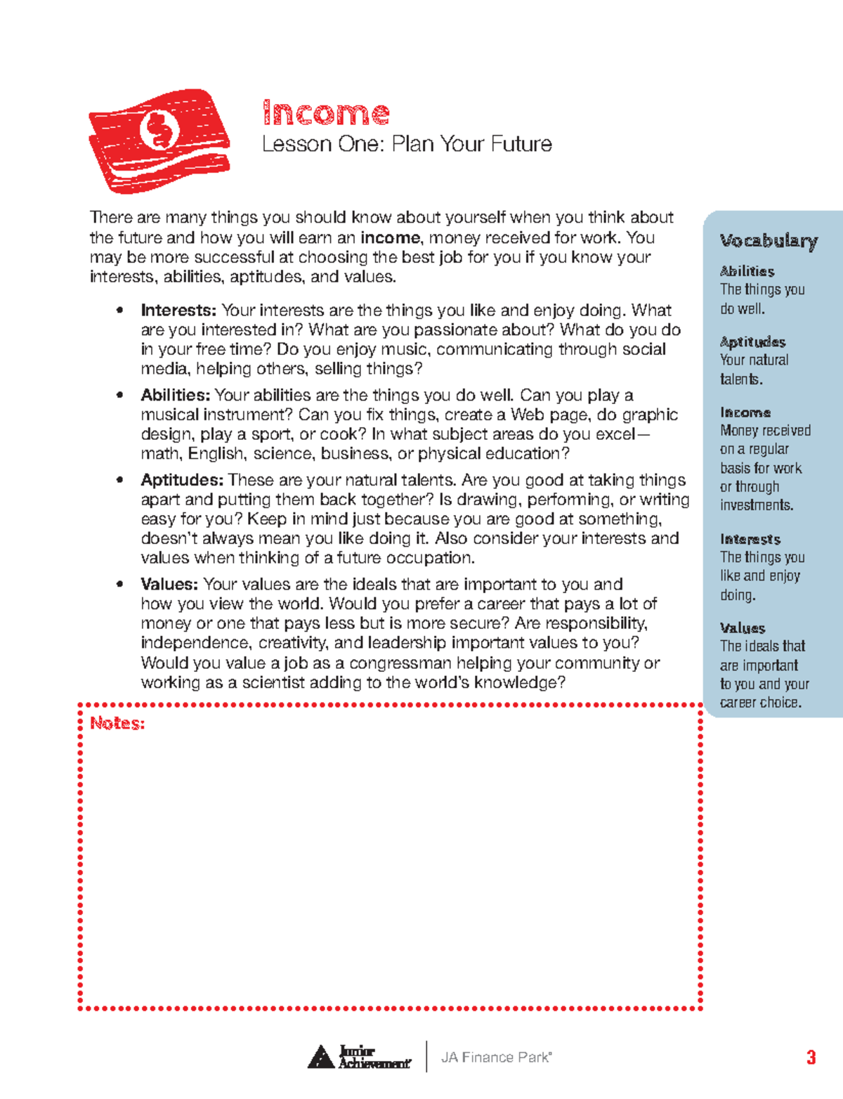 Report on Business Management - Income Lesson One: Plan Your Future There are many things you ...