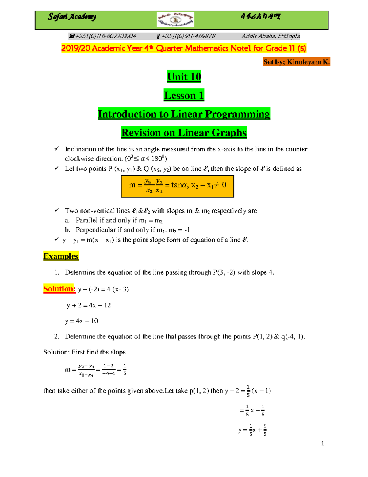 Maths Grade 11 note 2 social 08062015 1731 - Safari Academy ሳ ፋሪ አ ካ ዳሚ ...
