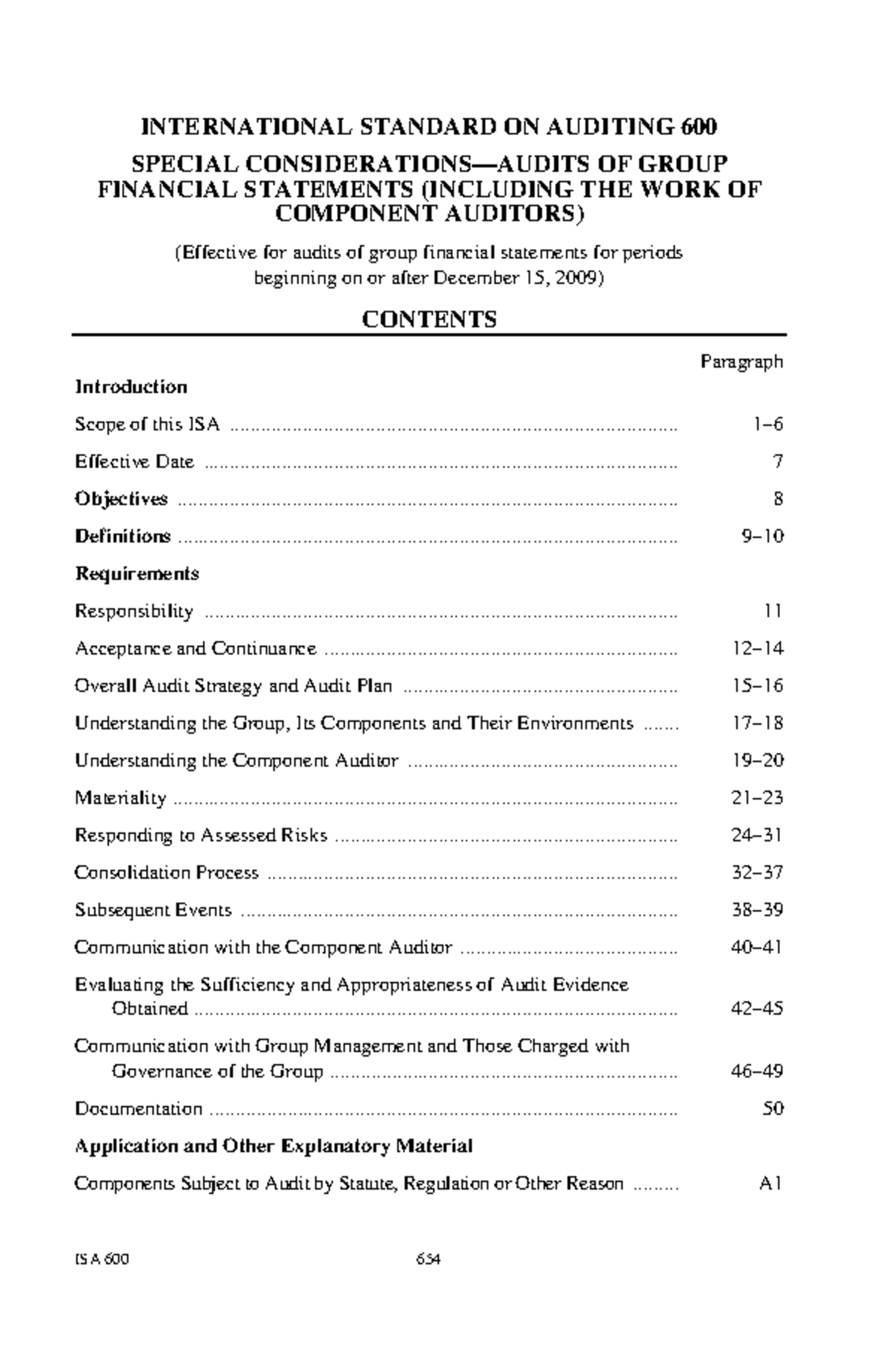 Isa-600 - Hand notes - INTERNATIONAL STANDARD ON AUDITING 600 SPECIAL ...