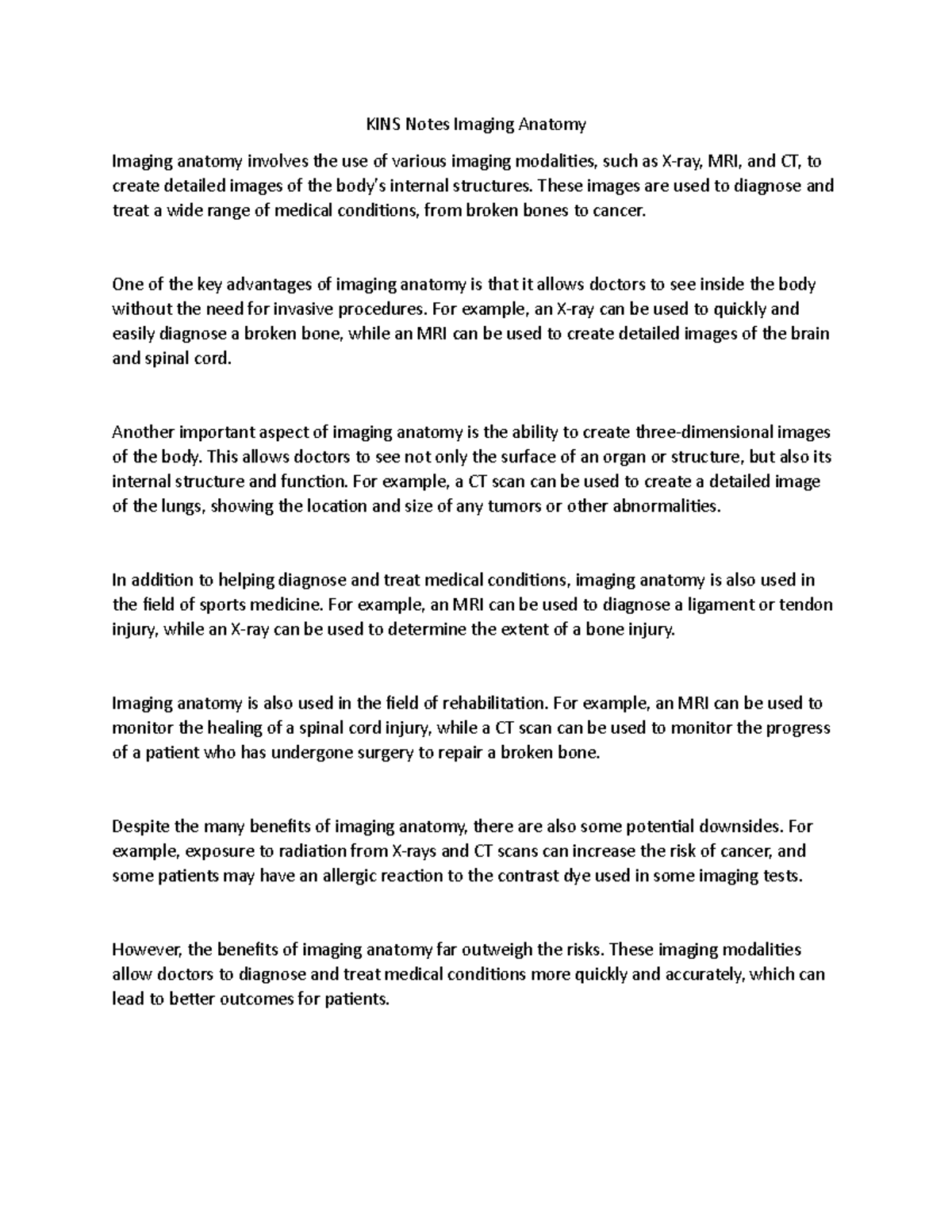 KINS Notes Imaging Anatomy - KINS Notes Imaging Anatomy Imaging anatomy ...