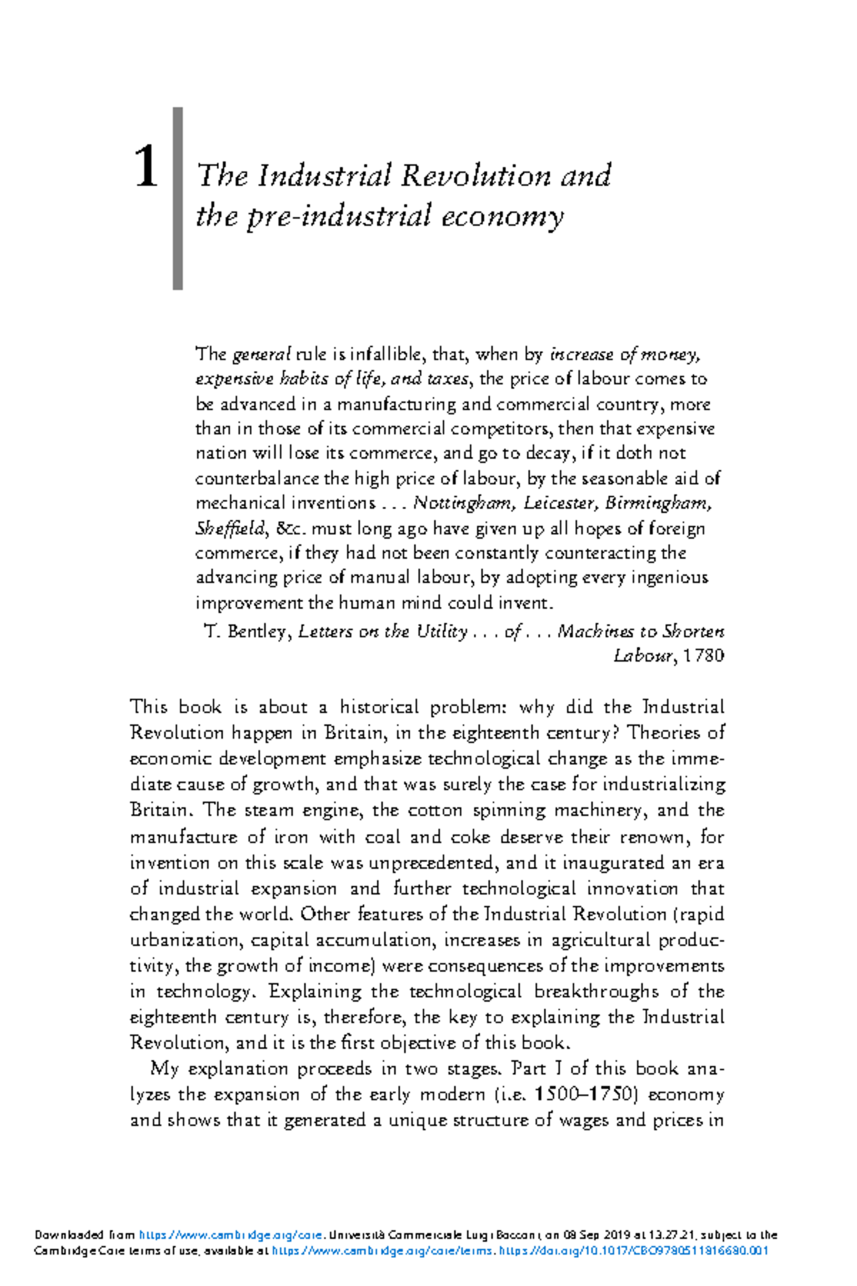 01 reading industrial revolution and the preindustrial economy - 1 The ...