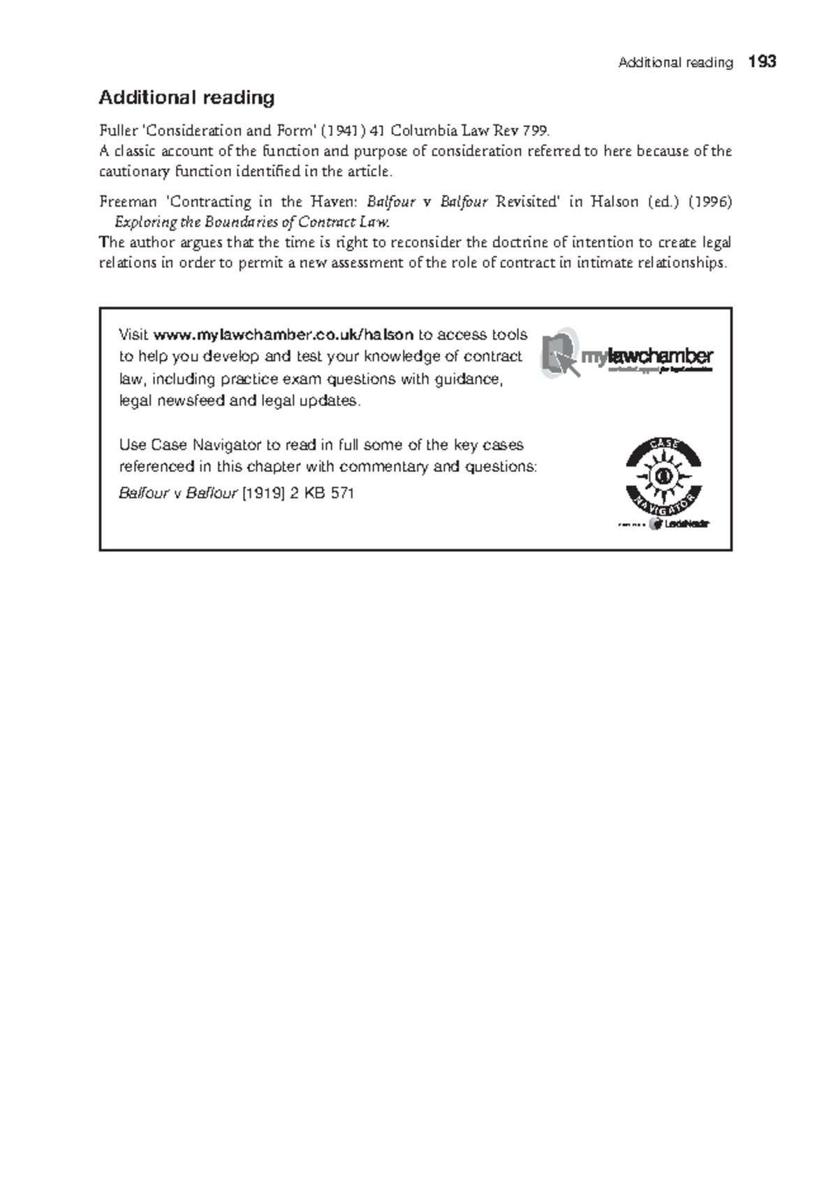 Zlib - Additional reading 193 Additional reading Fuller ‘Consideration ...