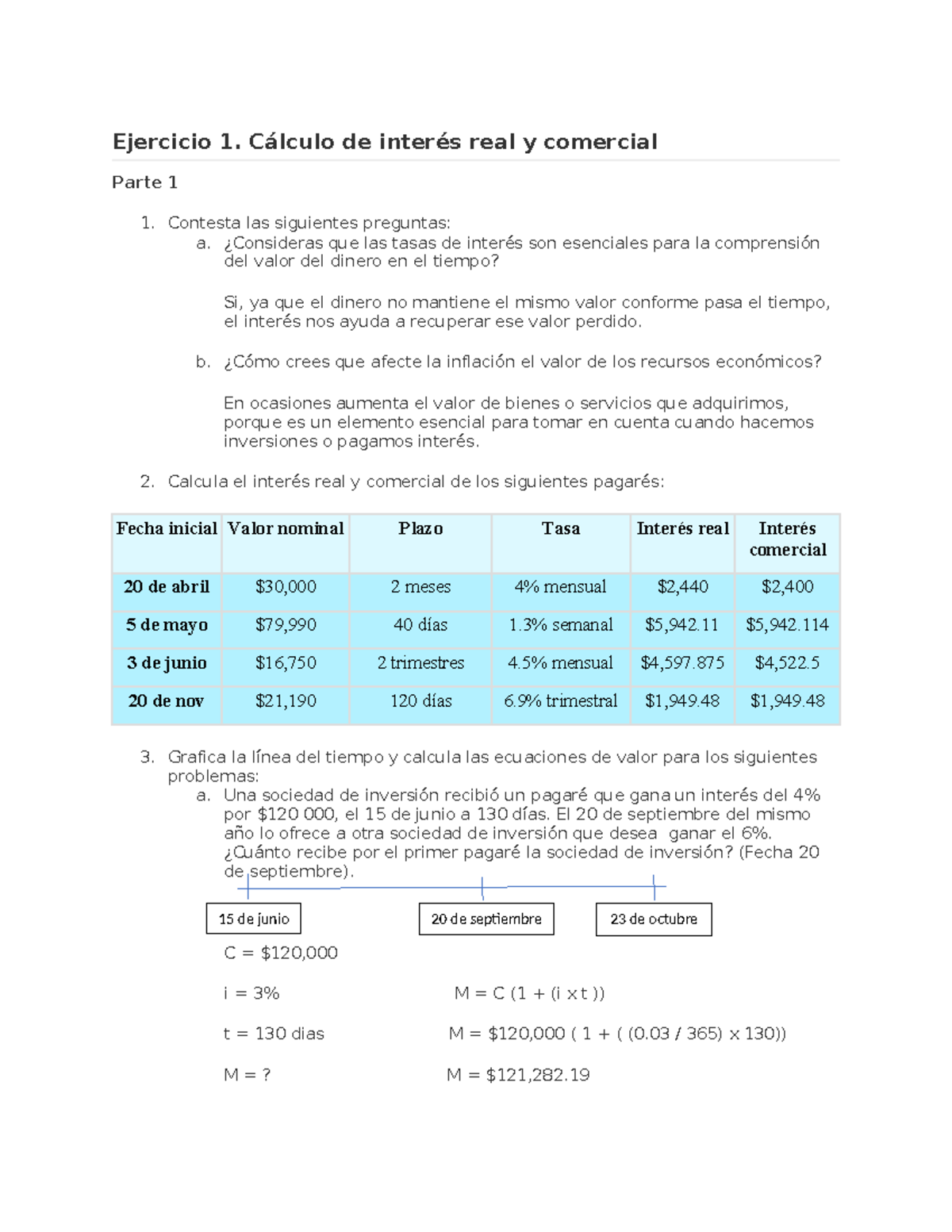 Act1 - Ejercicio 1. Cálculo de interés real y comercial Parte 1 1 ...