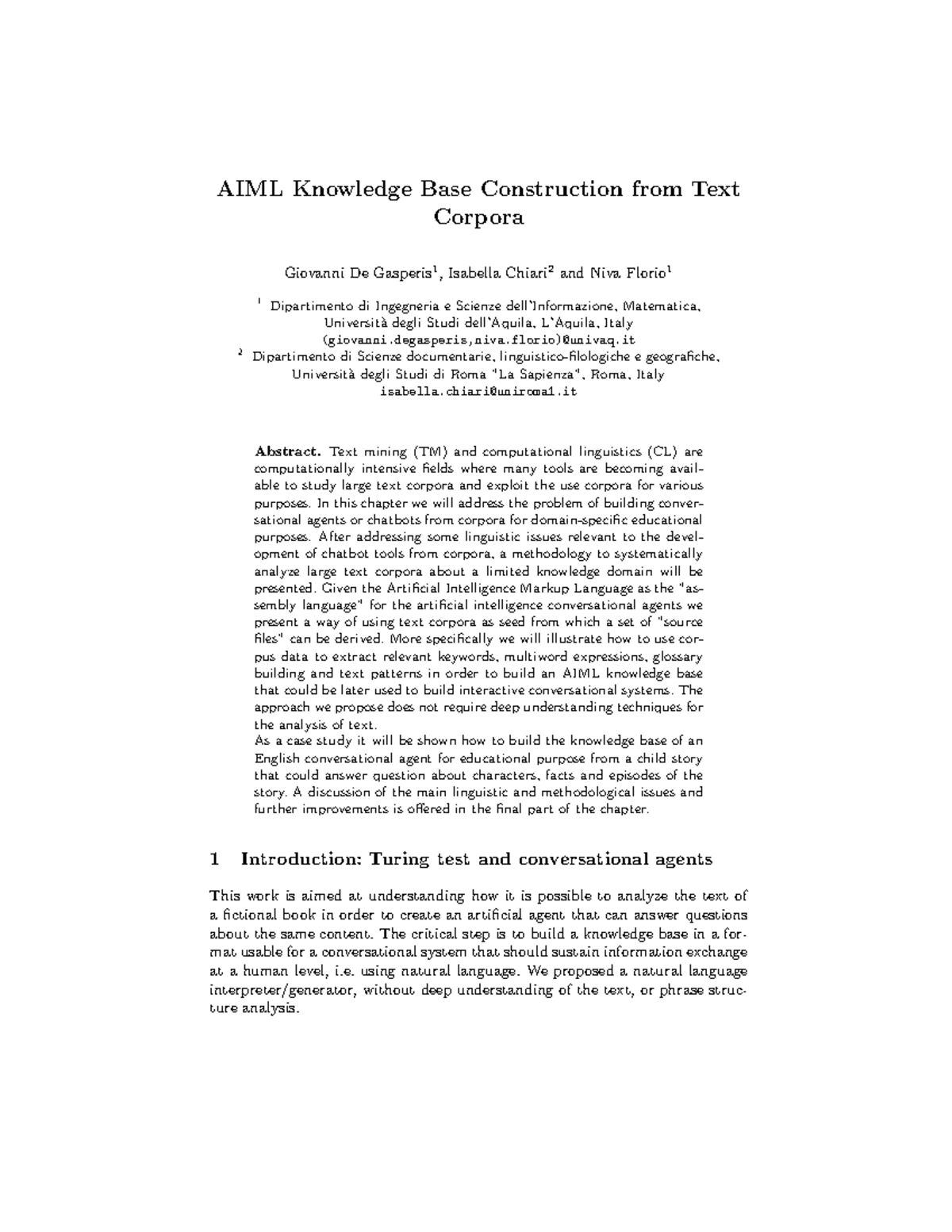 AIML Knowledge Base Construction from Te - AIML Knowledge Base ...