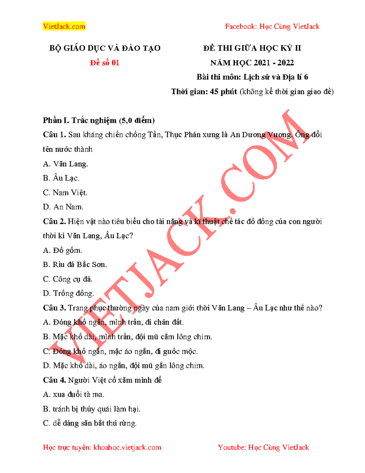 De thi giua ki 2 lich su va dia li lop 6 co dap an chan troi sang tao ...