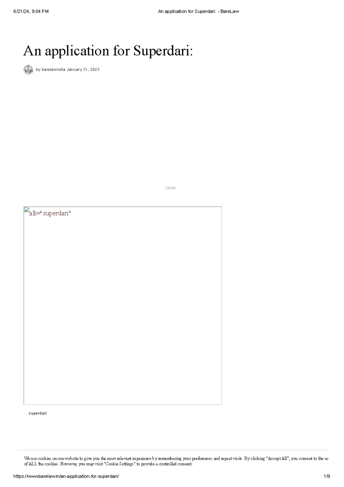 An application for Superdari - Bare Law - by barelawindia January 31, 2023 Listen - Studocu