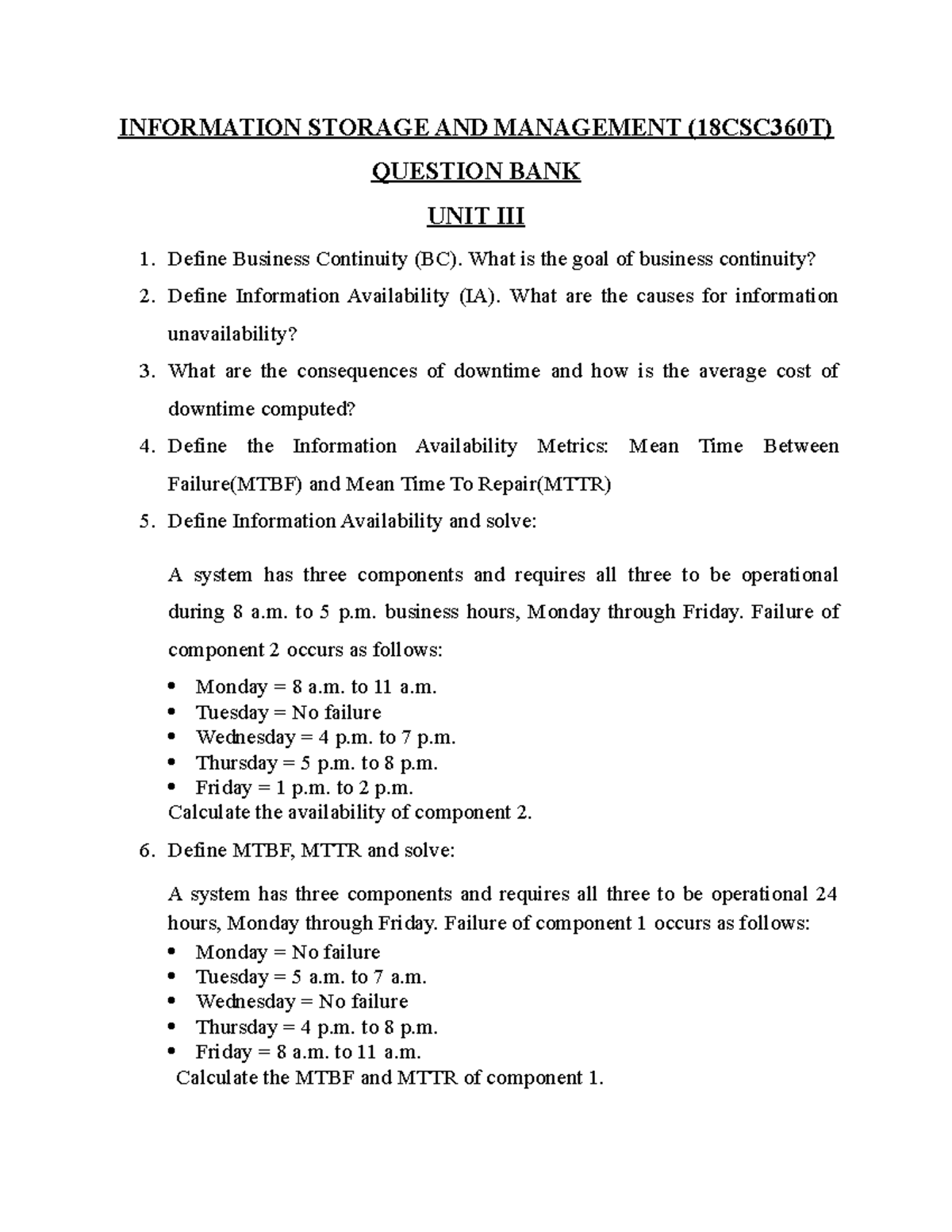 ISM question Bank unit 3 - INFORMATION STORAGE AND MANAGEMENT ...