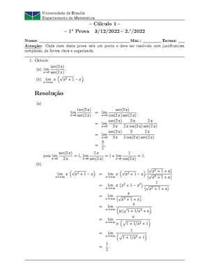 C1- Semana 05 - calculo1 - Universidade de Bras ́ılia Departamento de ...