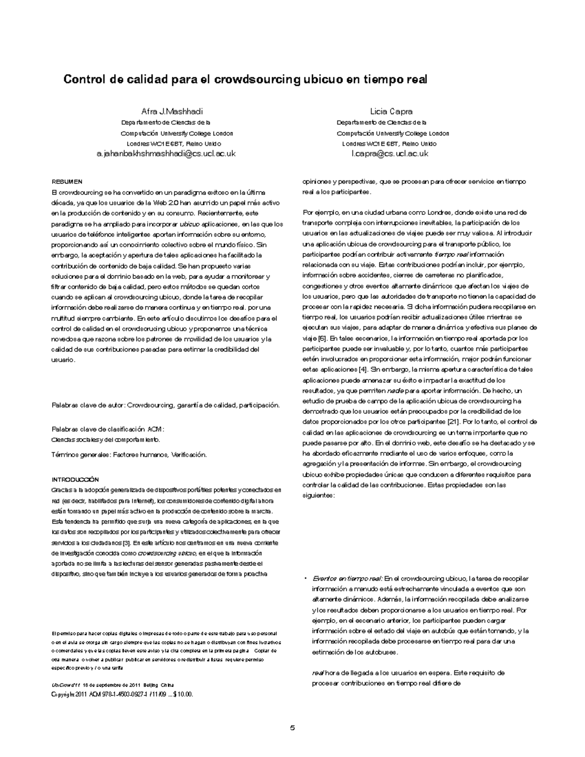 Quality Control for Real-time Ubiquitous Crowdsourcing - Control de ...