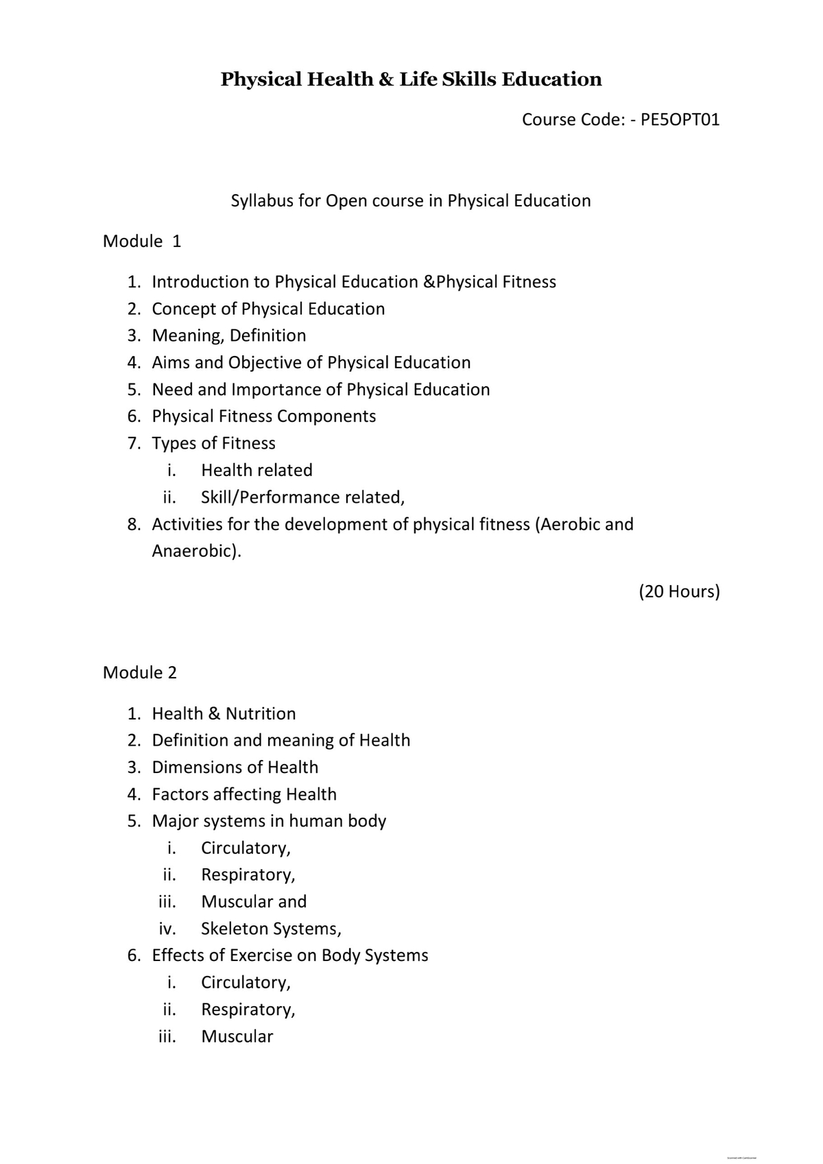 Open Course Physical Health & Life Skills Education - Physical Health ...