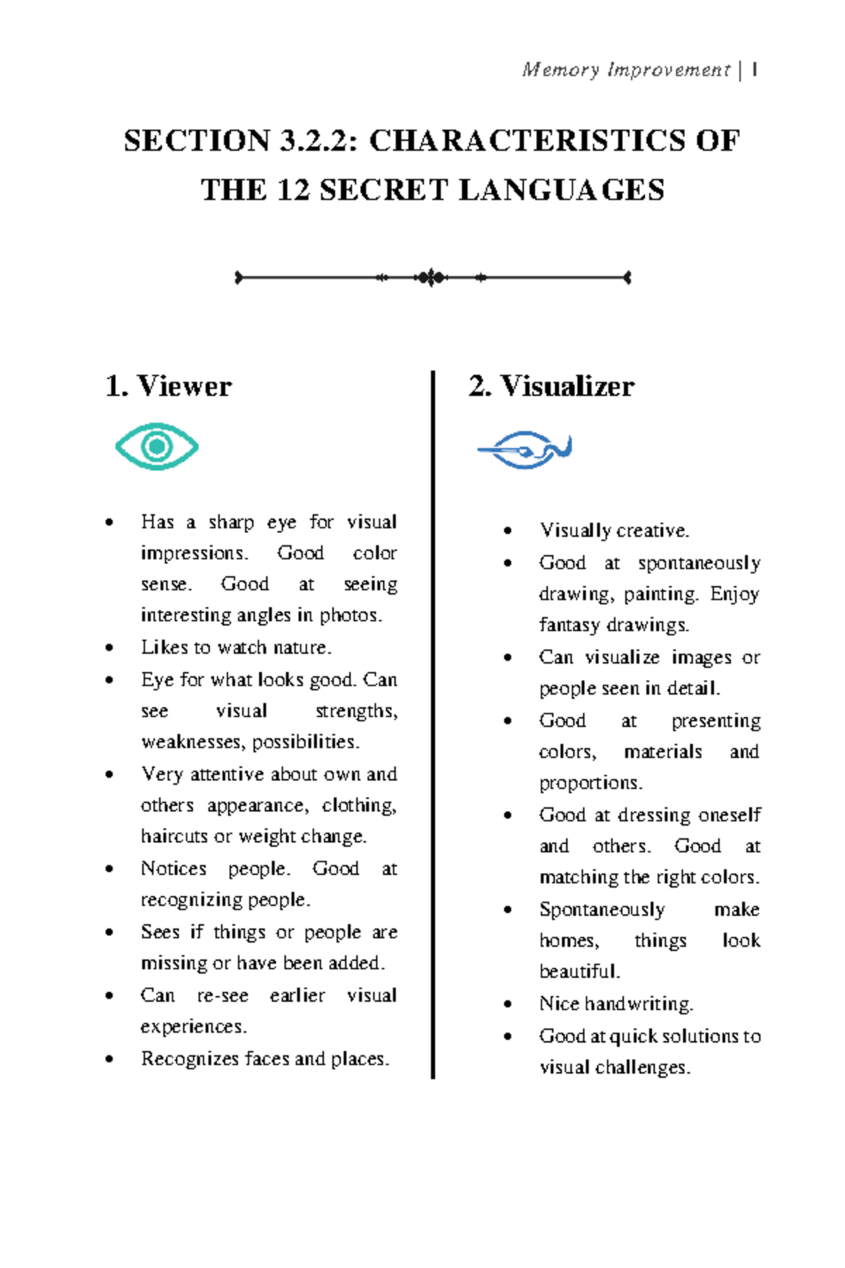 5 - about yoga - SECTION 3.2: CHARACTERISTICS OF THE 12 SECRET ...