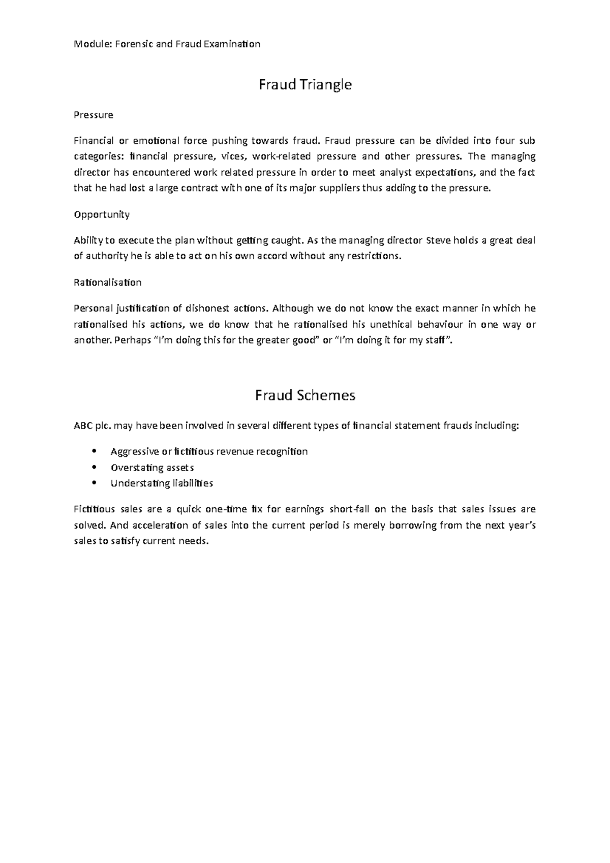 Fraud Triangle and Schemes - Module: Forensic and Fraud Examination ...