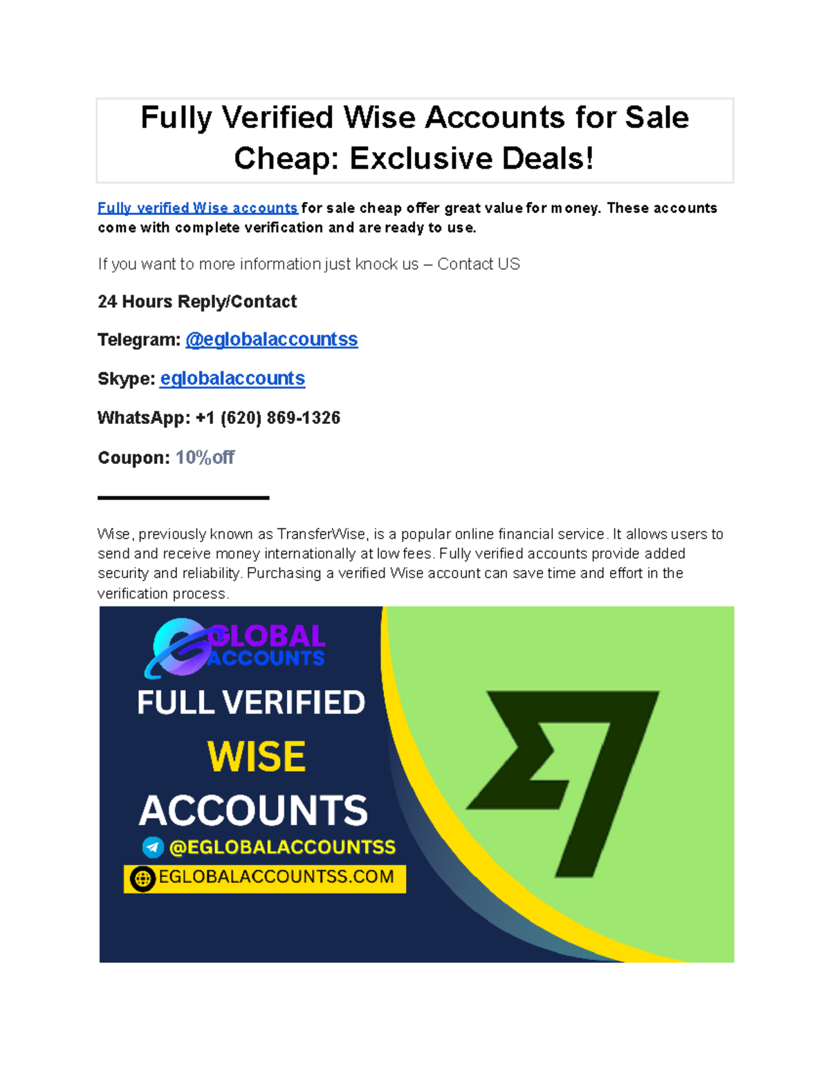 Fully verified Wise accounts for sale cheap - These accounts come with ...