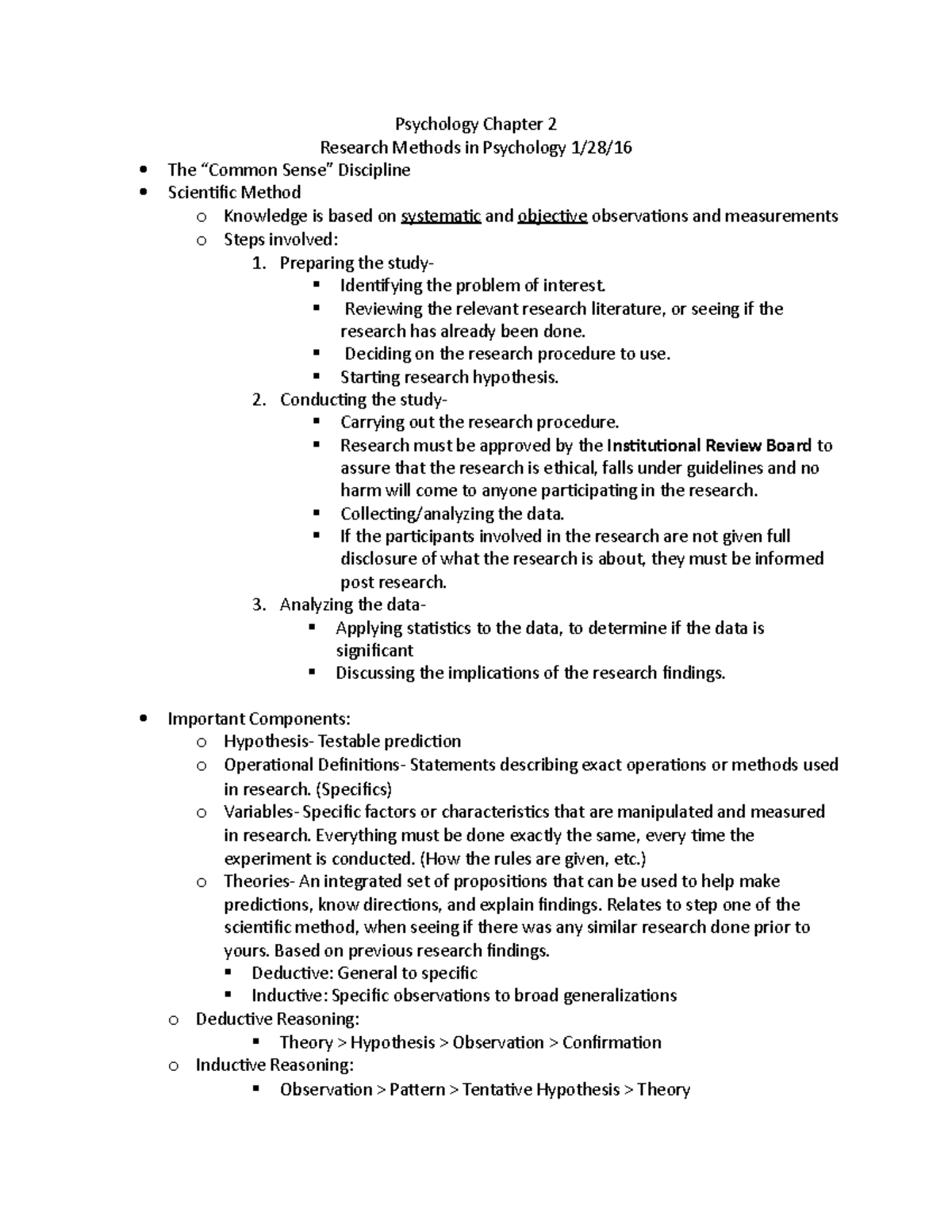 Psychology Chapt 2 - Shoefstall - Psychology Chapter 2 Research Methods ...