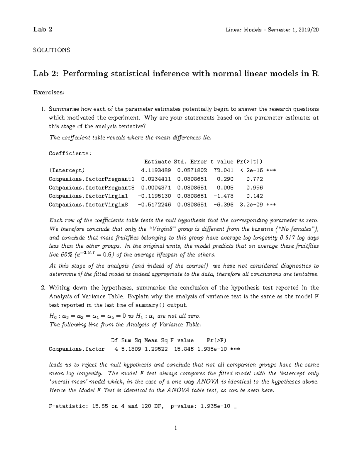 Lab2 Solutions - Lab 2 Linear Models – Semester 1, 2019/ SOLUTIONS Lab ...