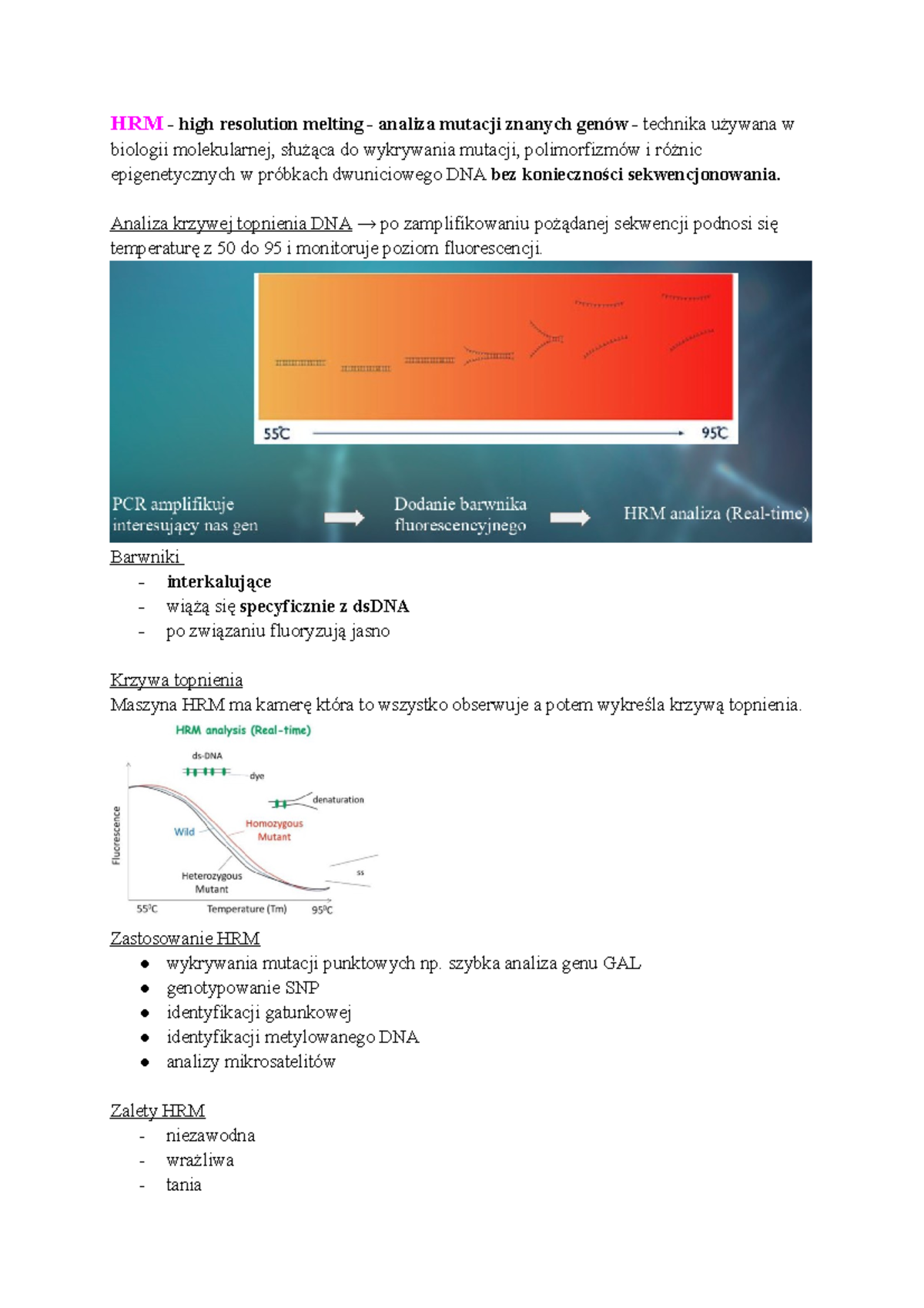HRM - high resolution melting - Analiza krzywej topnienia DNA → po ...