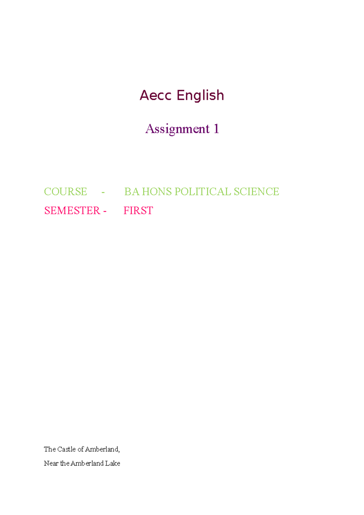 letter writing practice - Aecc English Assignment 1 COURSE - BA HONS POLITICAL SCIENCE SEMESTER ...