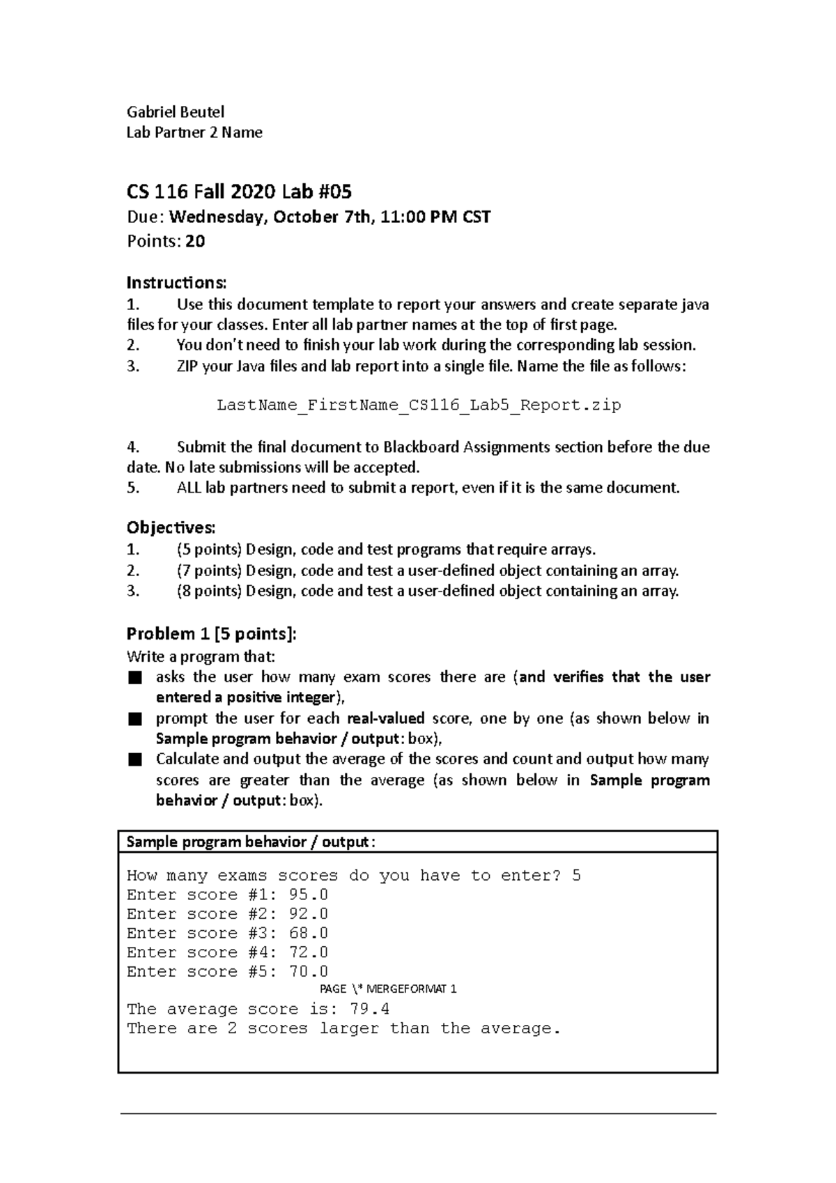 My CS116 Fall2020 Lab05 Description - Gabriel Beutel Lab Partner 2 Name ... My CS116 Fall2020 Lab05 Description - Gabriel Beutel Lab Partner 2 Name ...