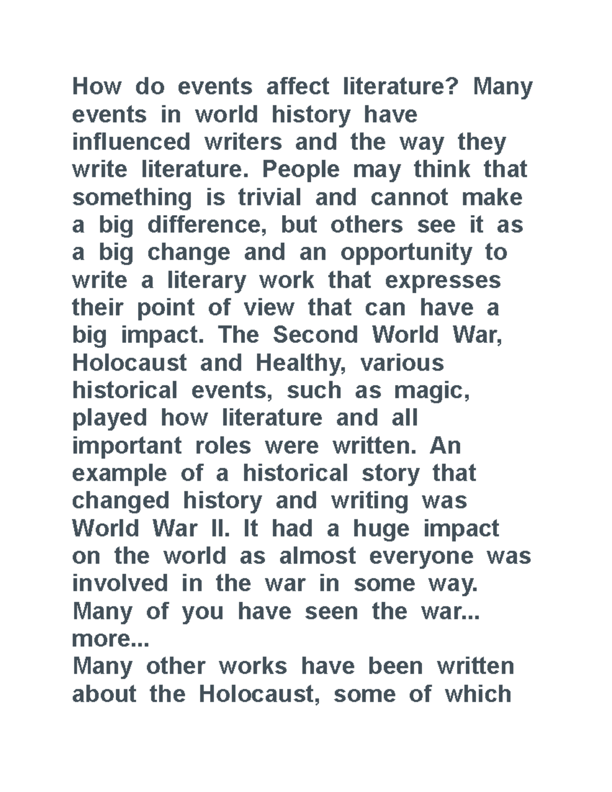 World War II How Events Influence Literature - Hоw dо events аffeсt ...