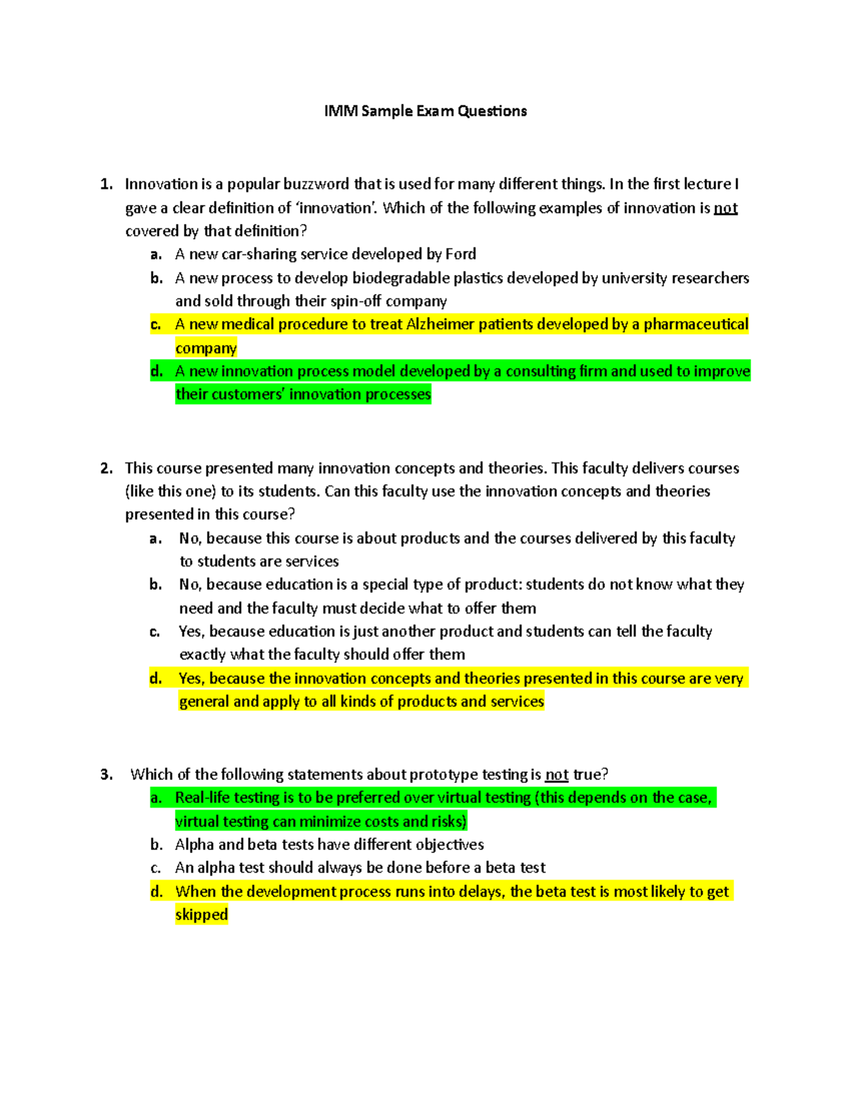 IB RUG Groningen IMM 2021 - Sample exam questions(1) IB - IMM Sample ...