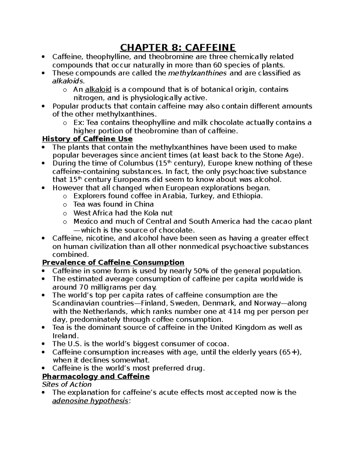 Caffeine History And Use - CHAPTER 8: CAFFEINE Caffeine, theophylline ...