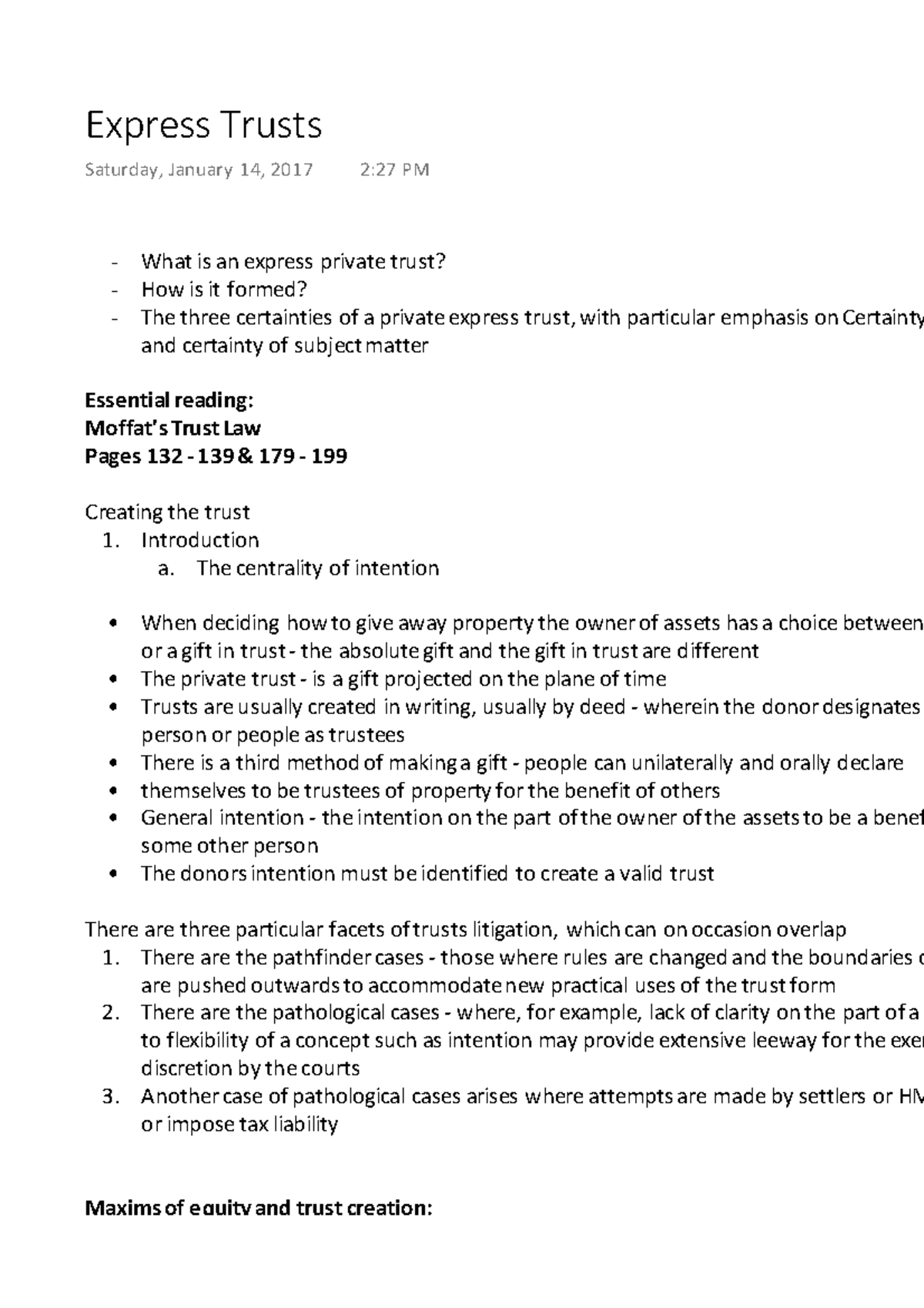 Property Law 1 - Lecture 10 - Express Trusts - What is an express ...