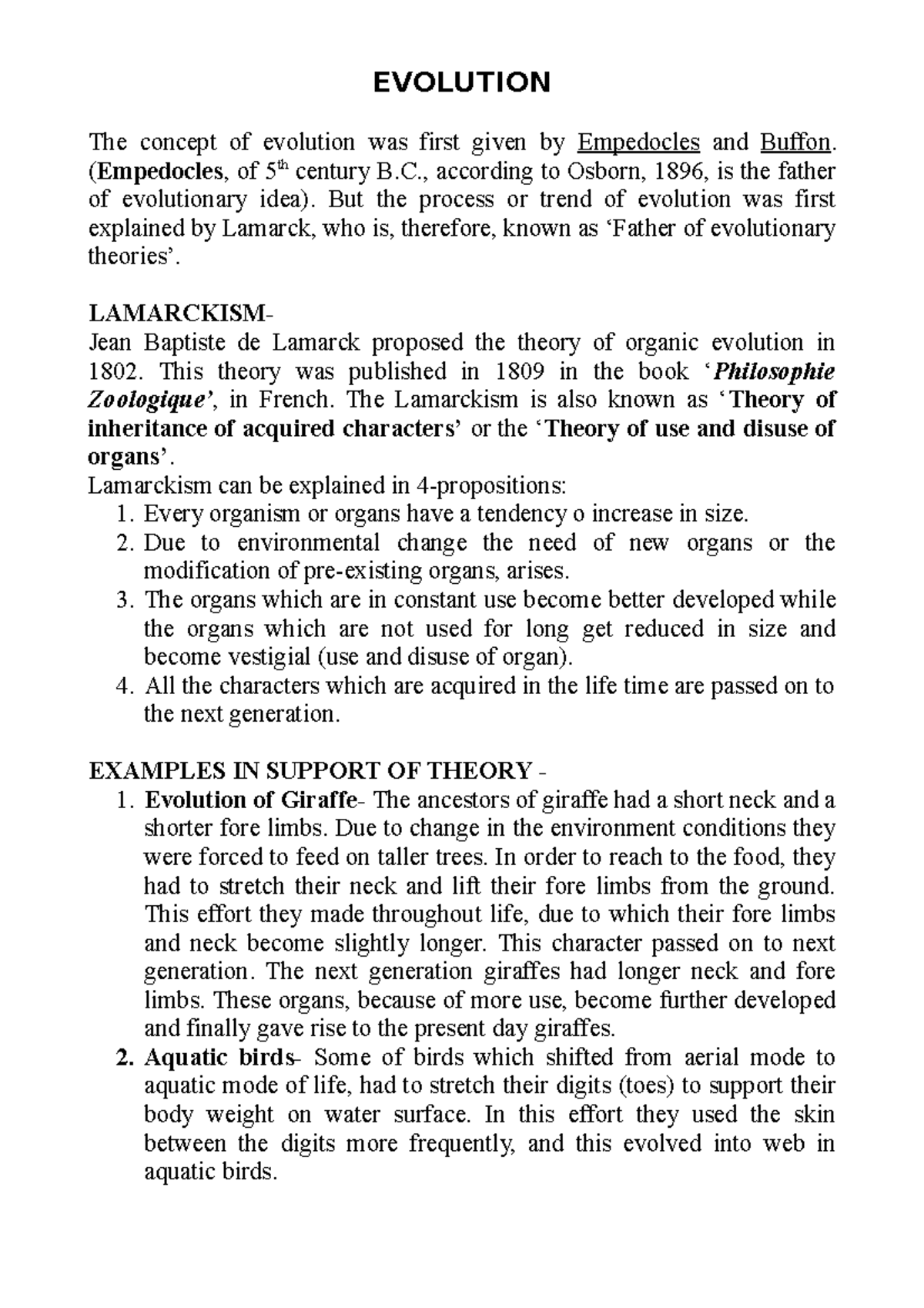 Evolution - EVOLUTION The concept of evolution was first given by ...