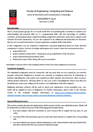 SWE2000 4 Unit Outline Sarawak S1 2022 - SWE20004_Unit Outline_S1_ 2022 ...