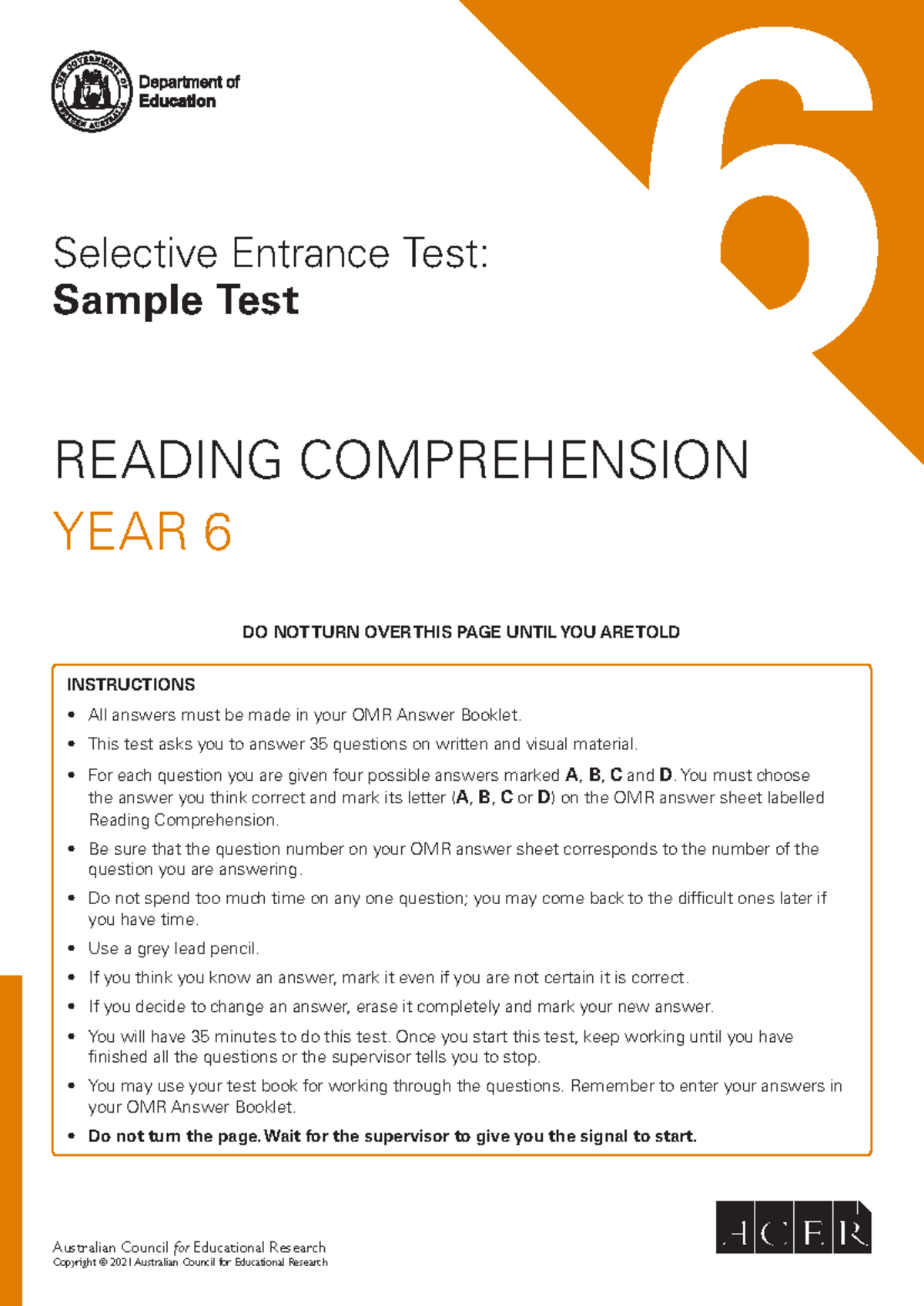 Reading Comprehension - Australian Council for Educational Research ...