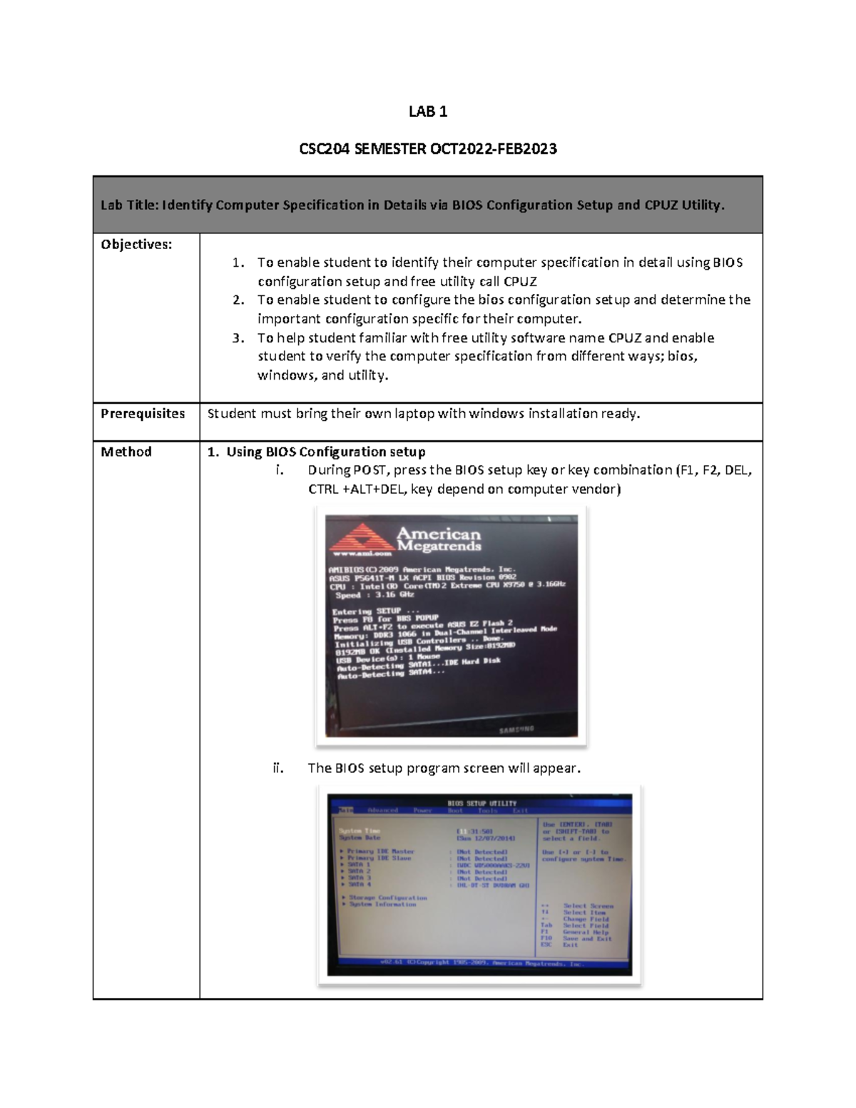 TEST CSC204 2022 - LAB 1 CSC204 SEMESTER OCT2022-FEB Lab Title ...