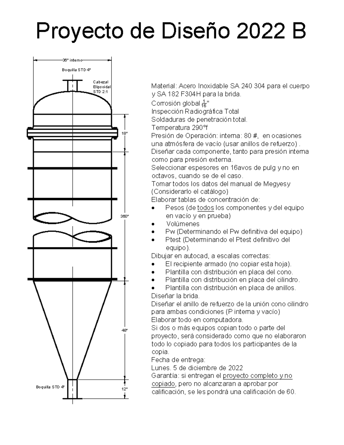Proyecto 2022 B - Proyecto de Diseño 2022 B Boquilla STD 4" Boquilla STD 4" 36" - Studocu