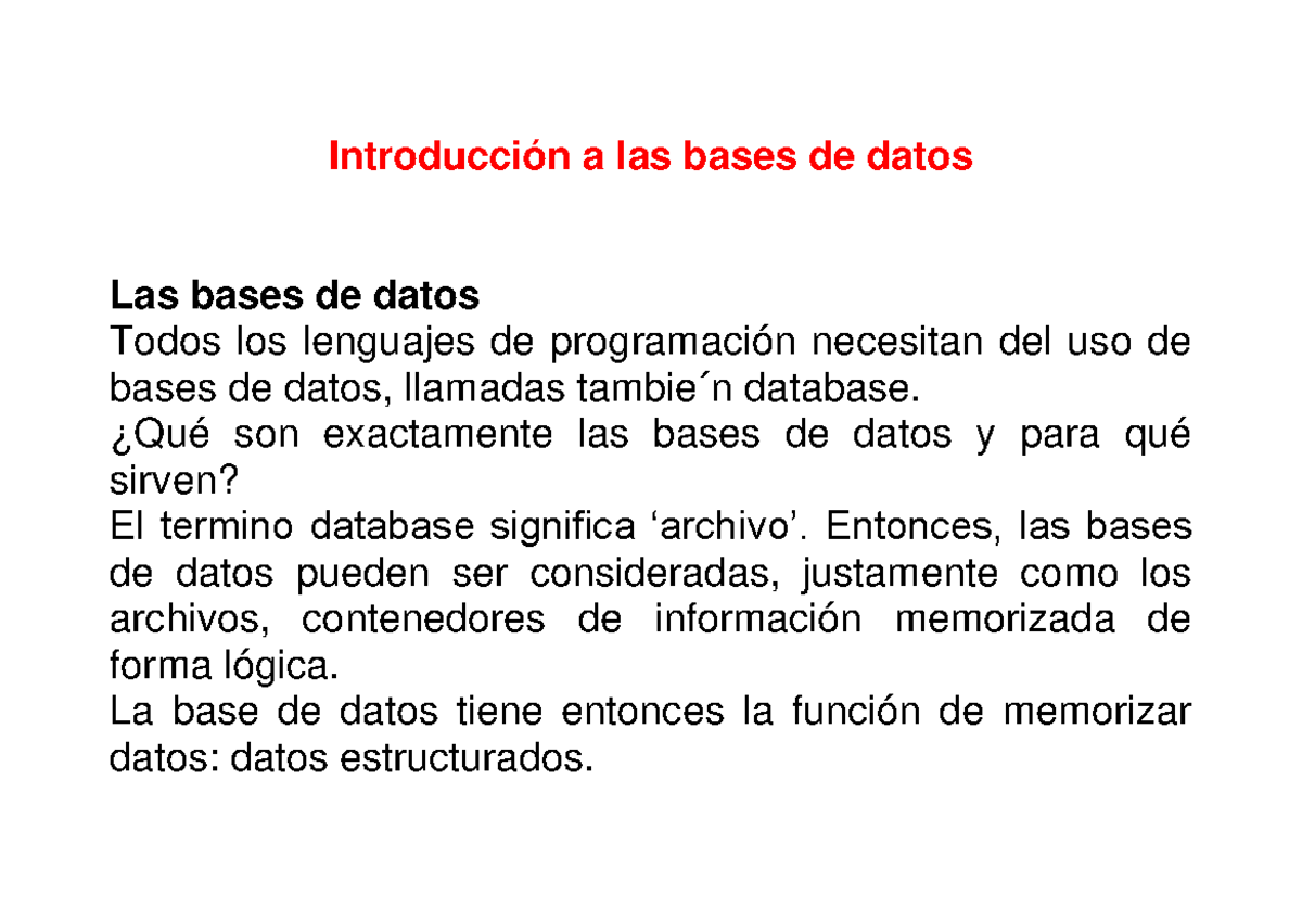 Introduccion a las bases de datos - ¿Qué son exactamente las bases de datos y para qué sirven ...