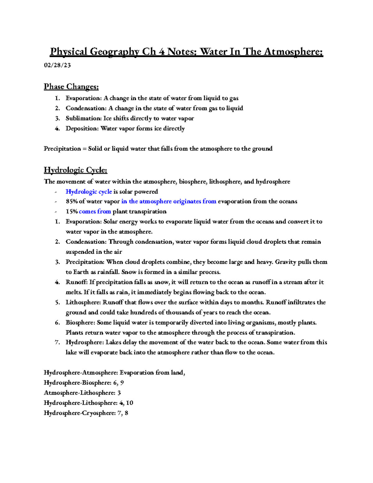 Physical Geography Ch 4 Notes Water - Physical Geography Ch 4 Notes ...