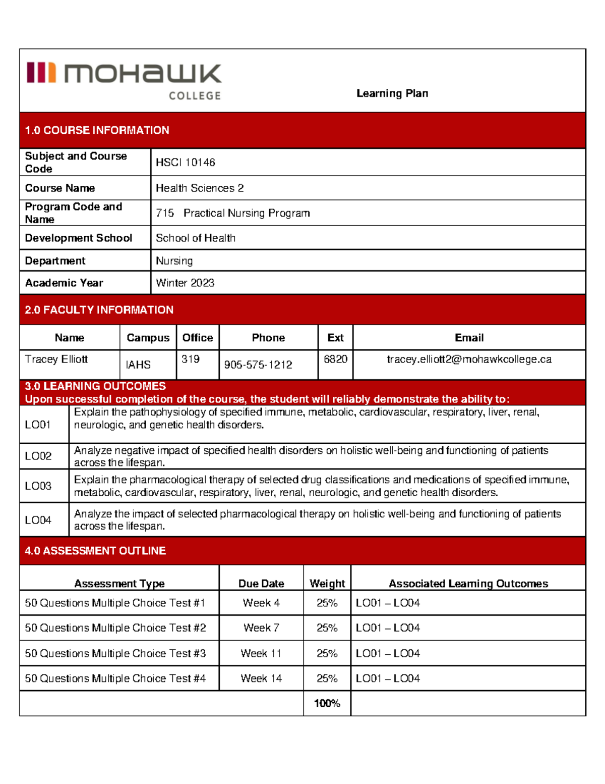 A&P 2 Learning Plan - Learning Plan 1 COURSE INFORMATION Subject and ...