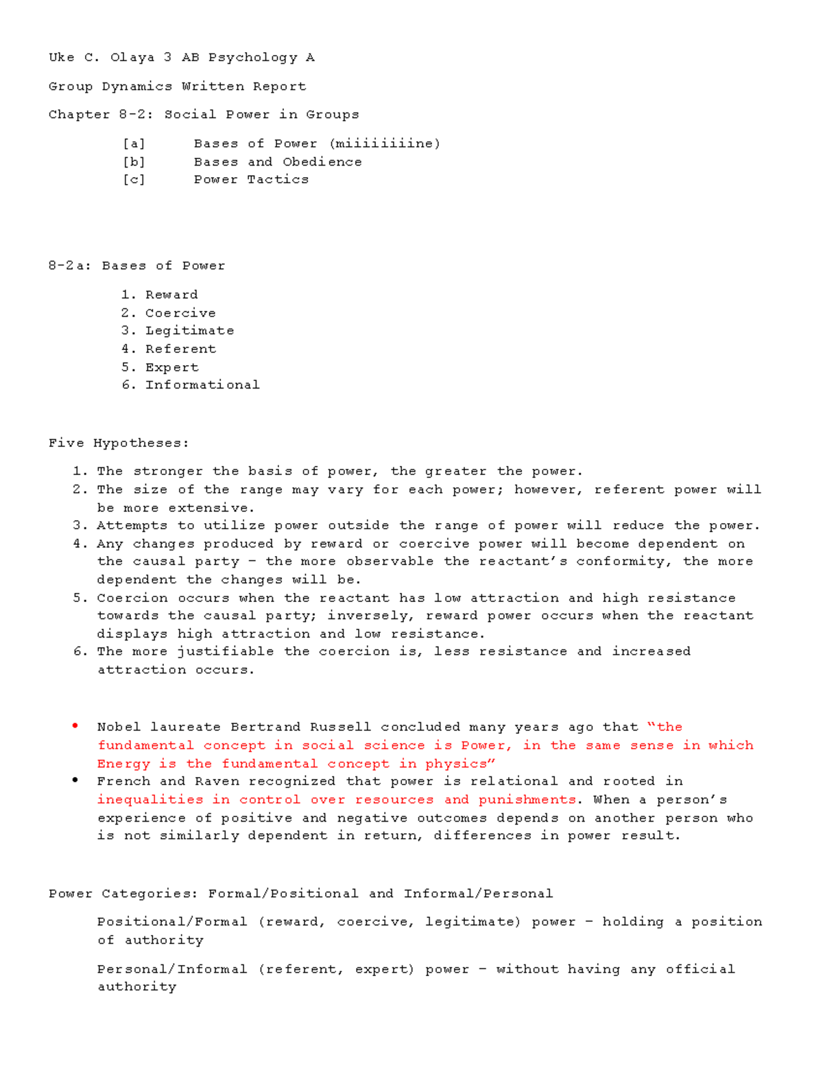 Group Dynamics Written Report Chapter 8-2a - Uke C. Olaya 3 AB ...
