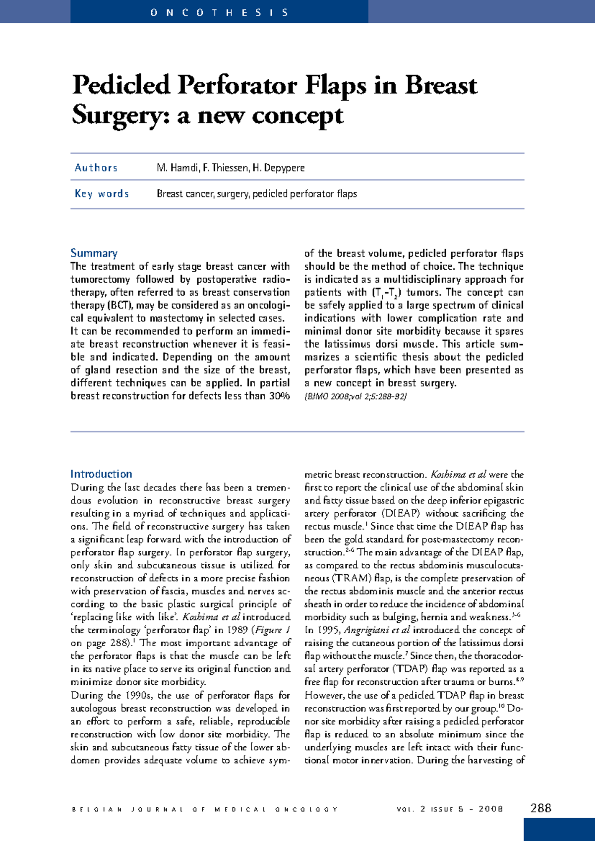 01. M. Hamdi Pedicled Perforator Flaps in Breast Surgery - B E L G I A ...
