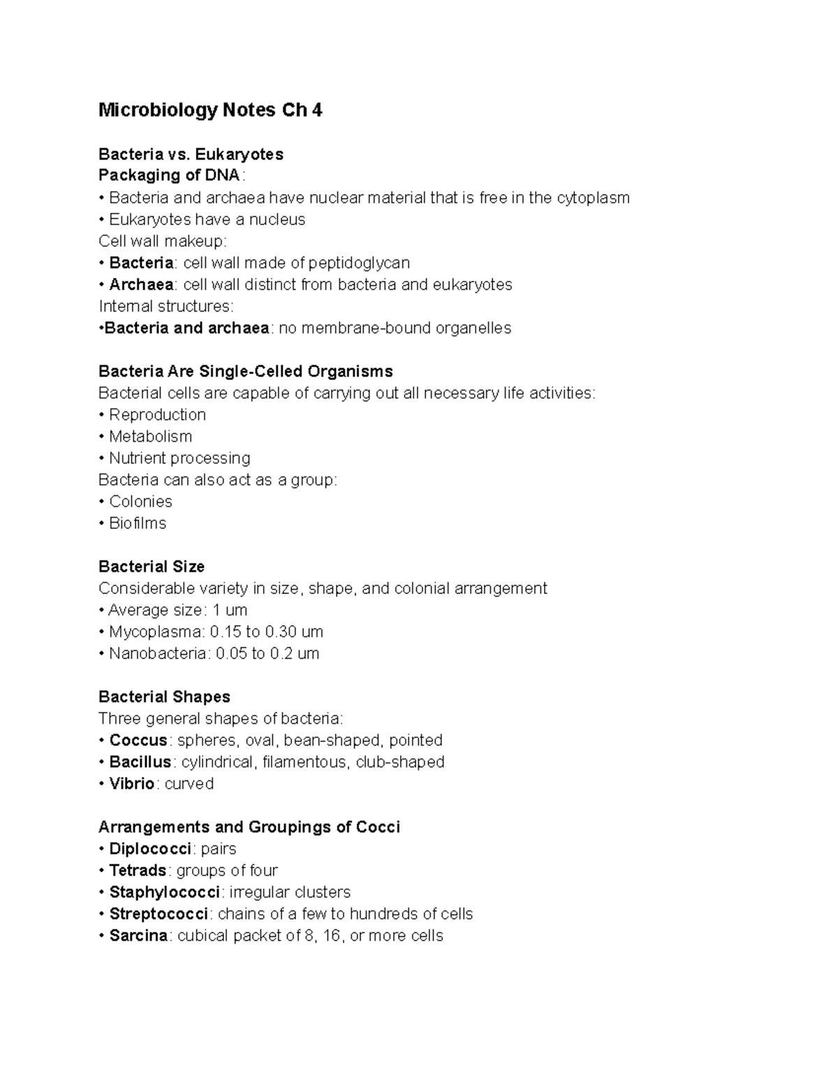 Microbiology Notes Ch 4 - Eukaryotes Packaging of DNA: Bacteria and ...