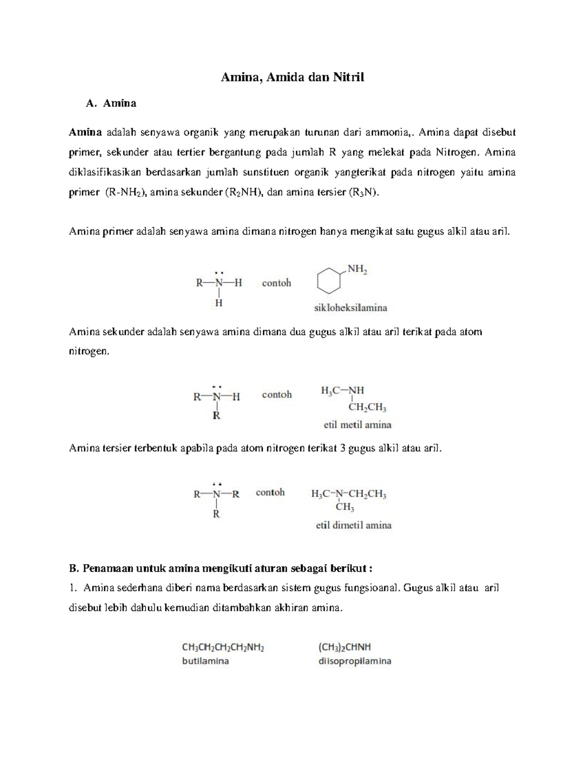 Amina Dan Amida TJ - Amina, Amida dan Nitril A. Amina Amina adalah ...