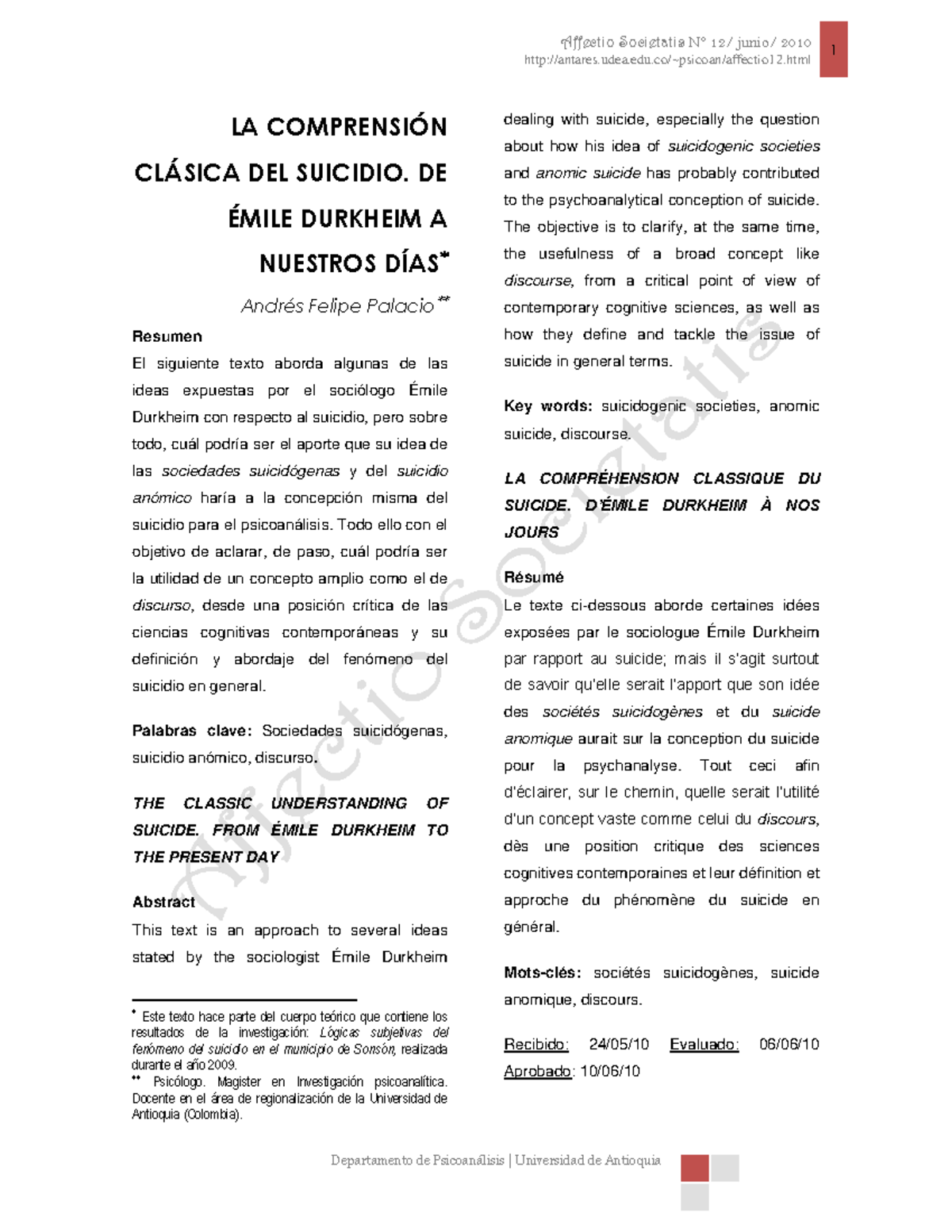 Dialnet La Comprension Clasica Del Suicidio De Emile Durkheim ANue ...